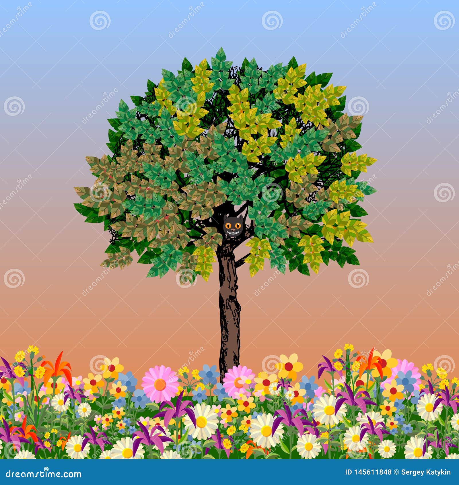 Vector Image of a Tree with Green Foliage. Stock Vector - Illustration ...