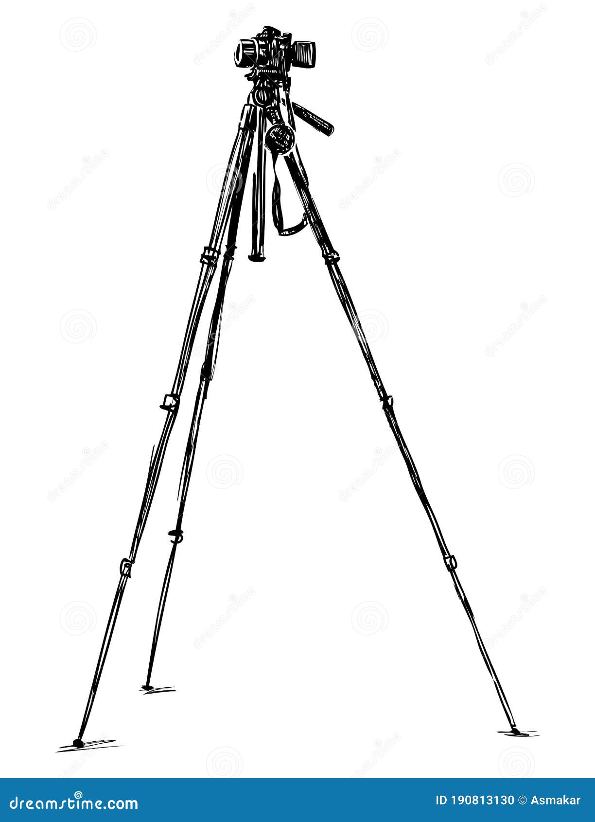 Hand Drawing of Tripod with Camera for Professional Shooting Stock ...