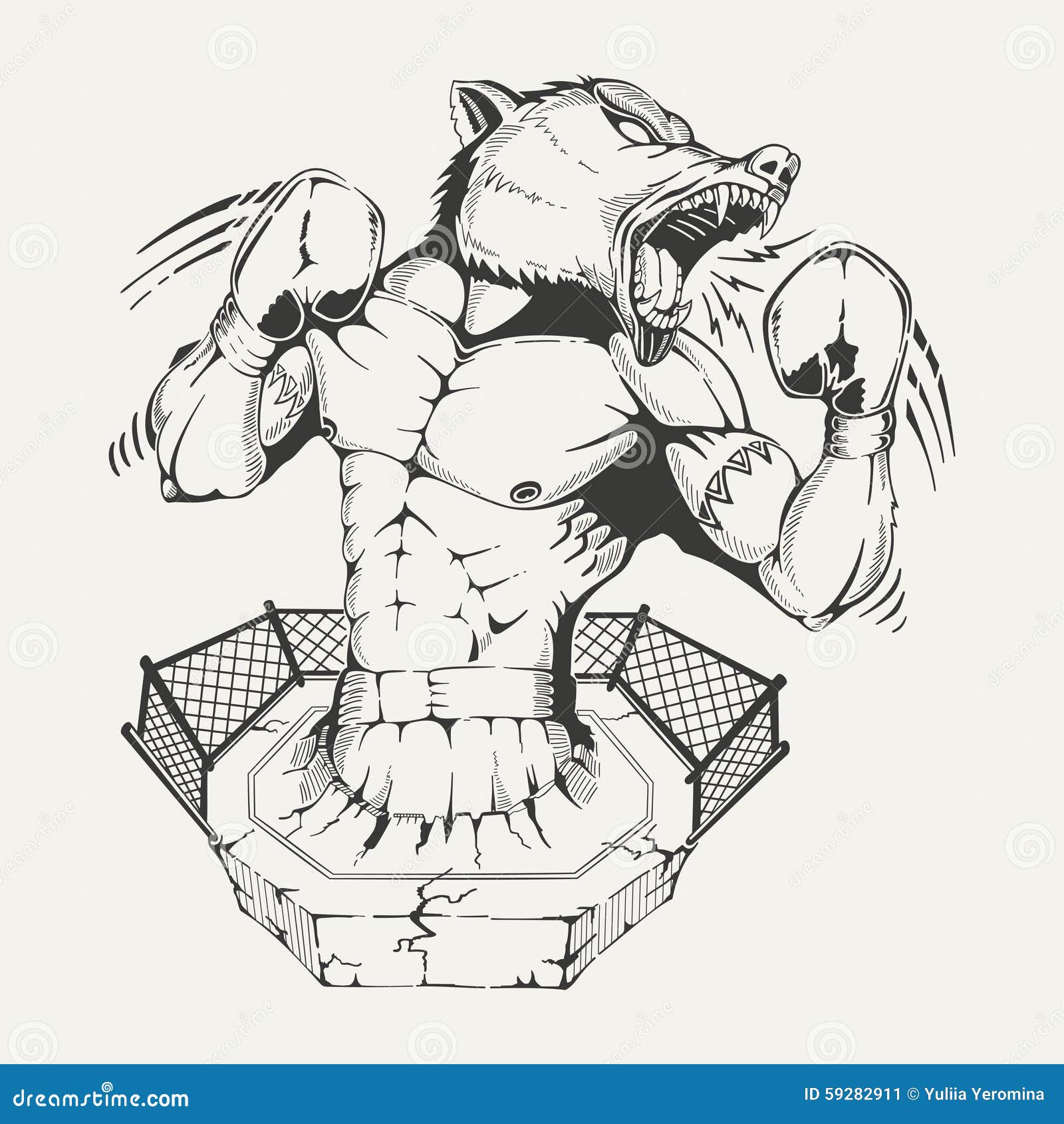 Vector Image Trunk Boxer with an Angry Wolf Head Stock Vector ...