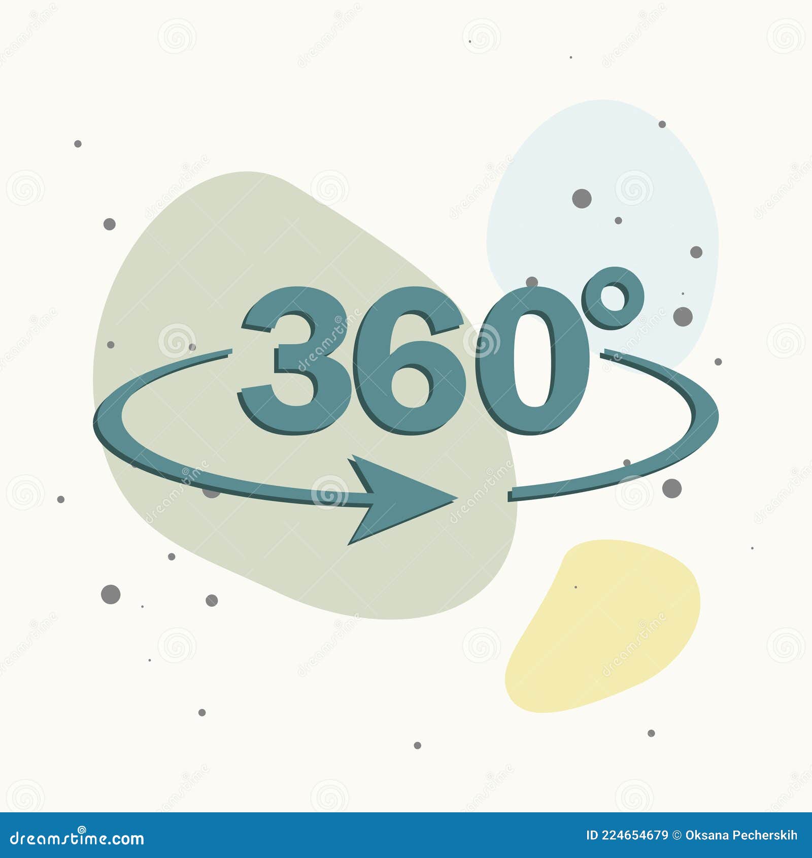 Vector Image Turn Sign 360 Degrees on Multicolored Background Stock ...