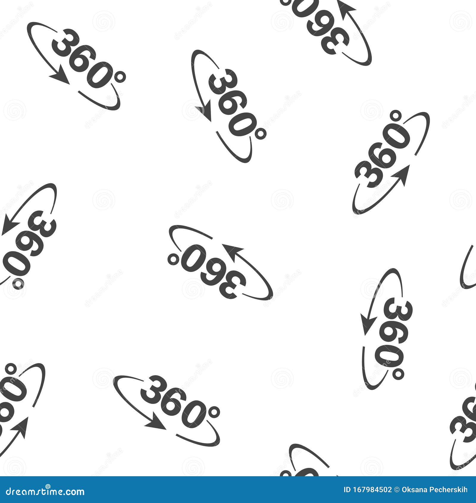 Vector Image Turn Sign 360 Degrees Seamless Pattern on a White ...