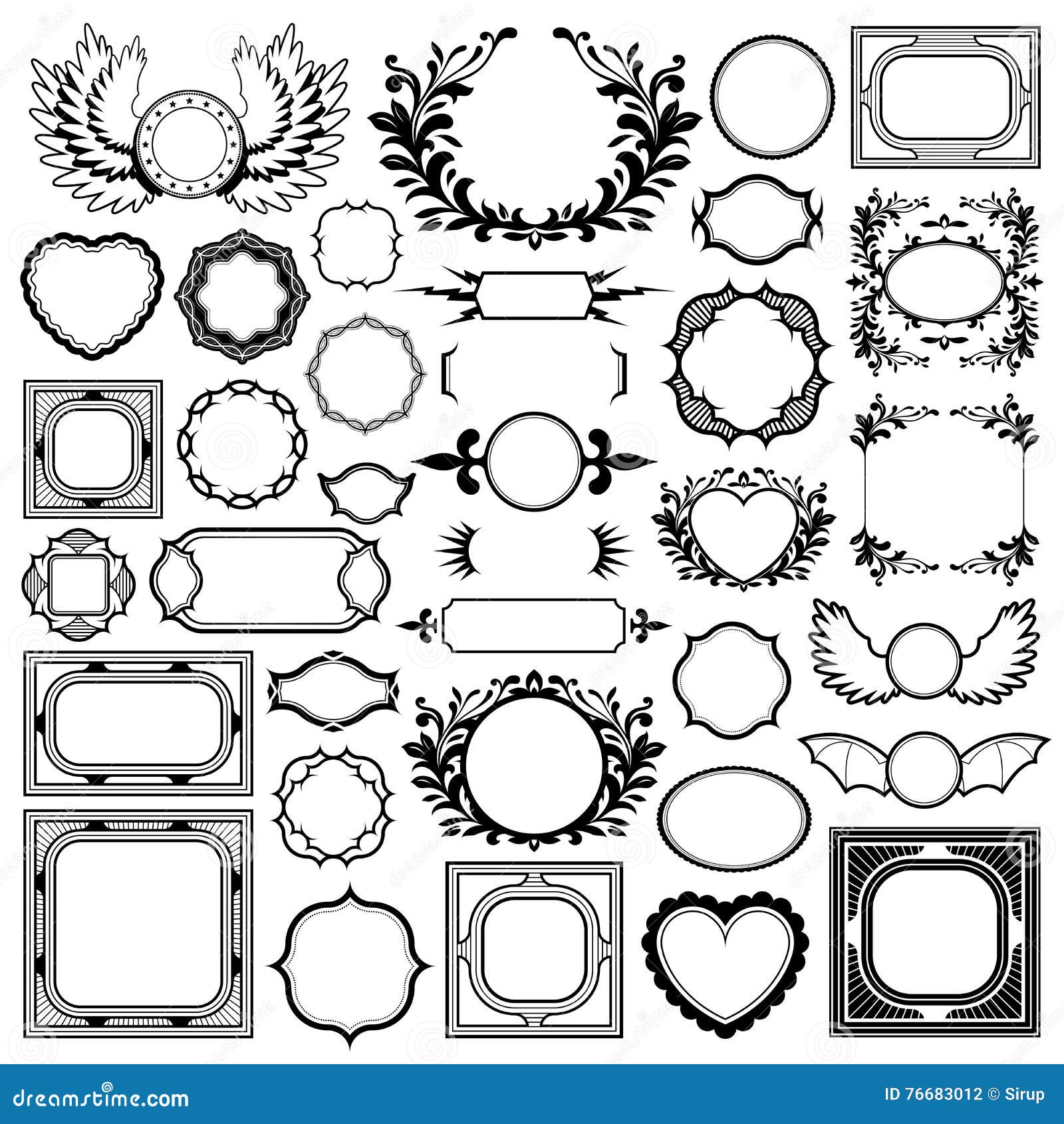 Set Of Various Frames On Optical Illusion Backgrounds. Trendy Labels ...