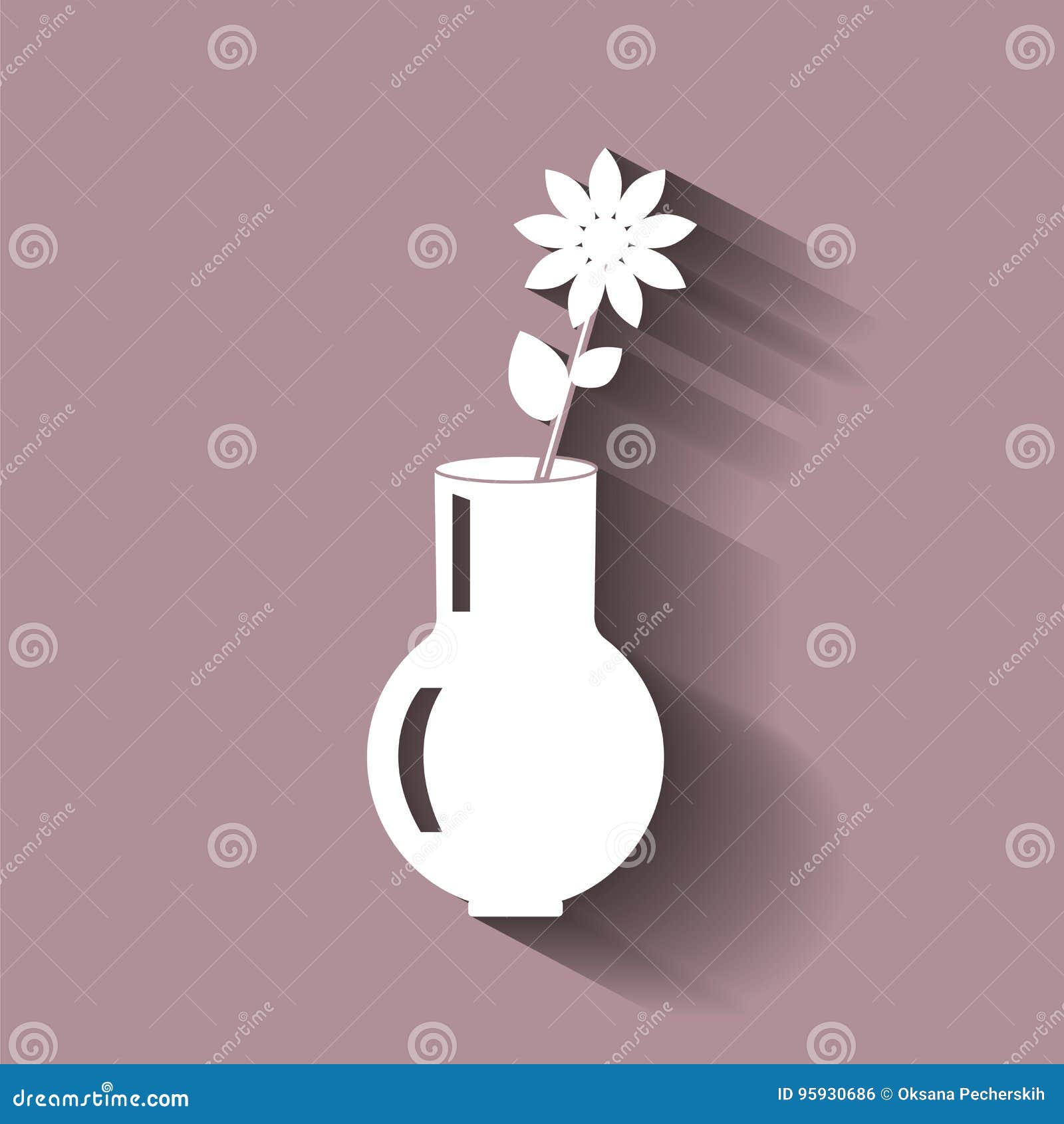 Vector Image of a Vase with a Flower. Vector Illustration Stock Vector ...