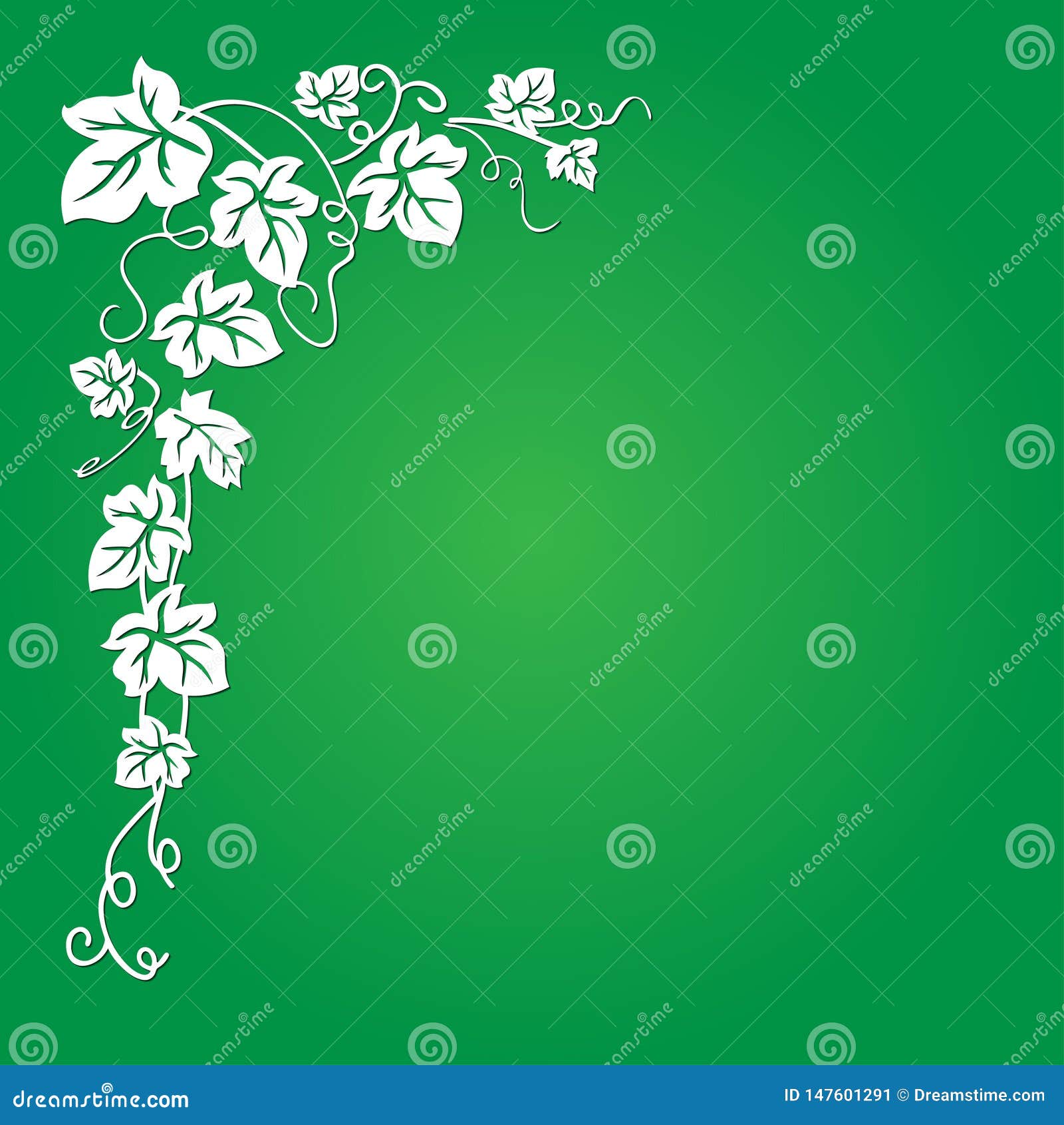 Vector Image of a Vine with Leaves Against a Green Background, Which ...