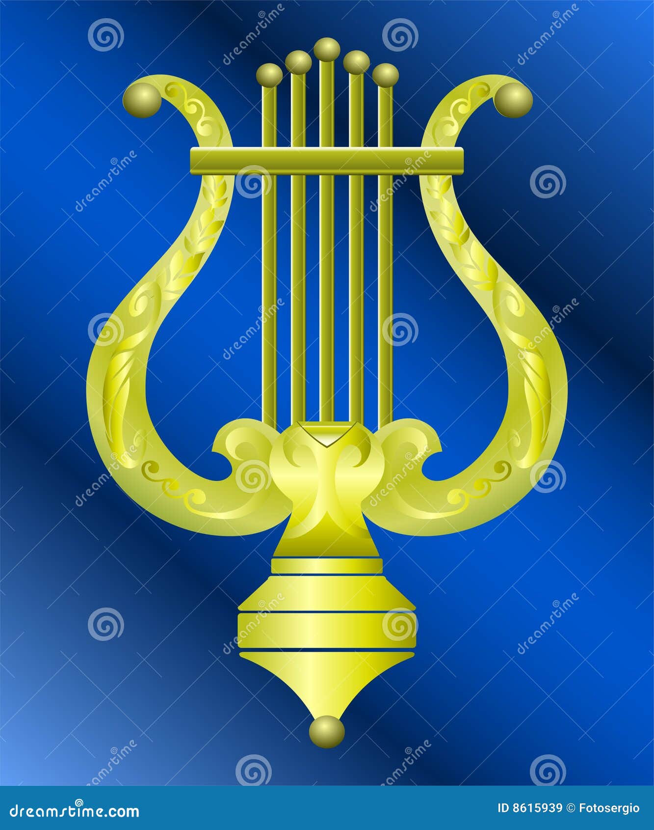 Vector Image of Vintage Gold Lyre Stock Vector - Illustration of melody ...