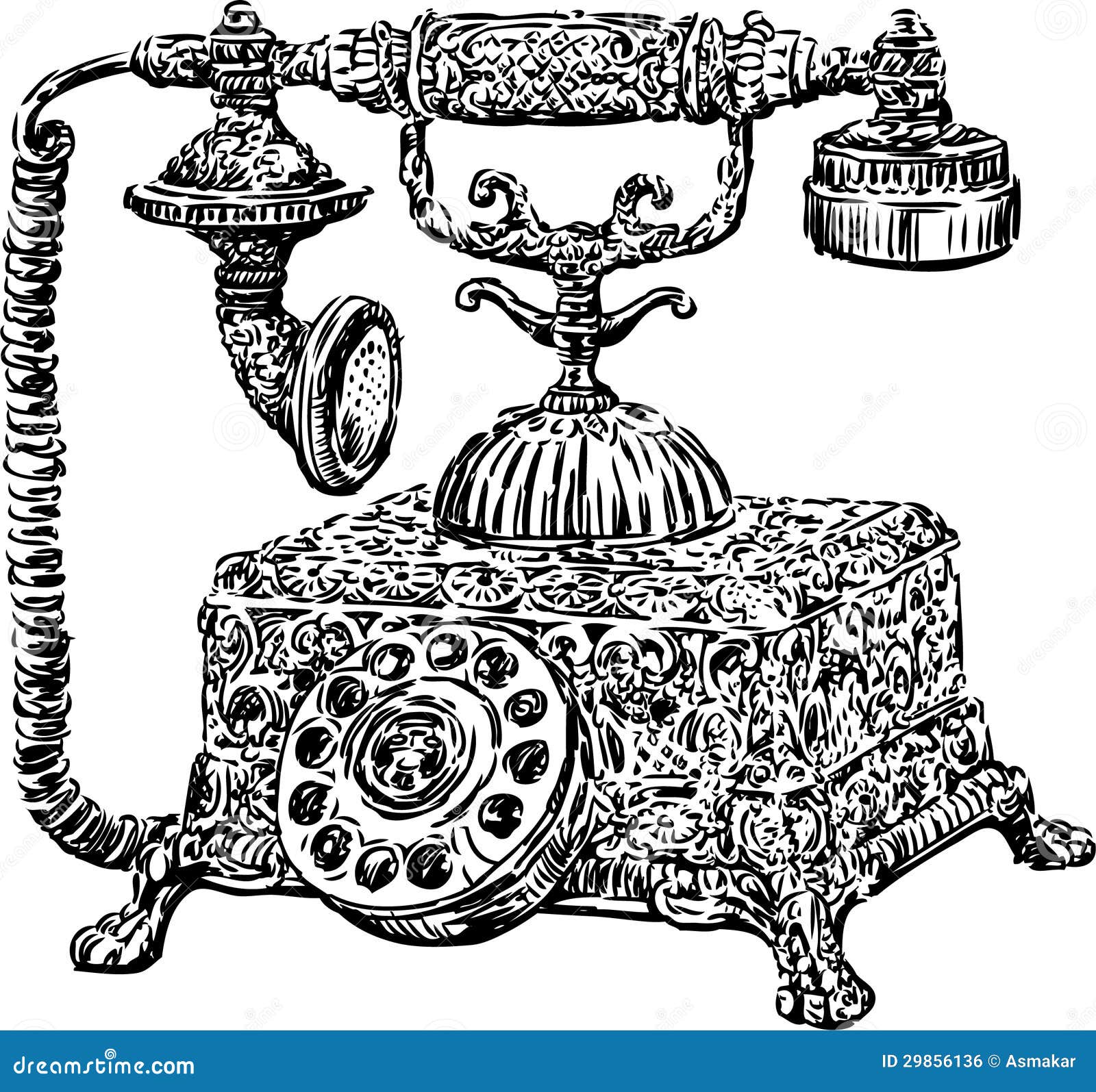 Ancient phone stock vector. Illustration of baroque, candlestick - 29856136