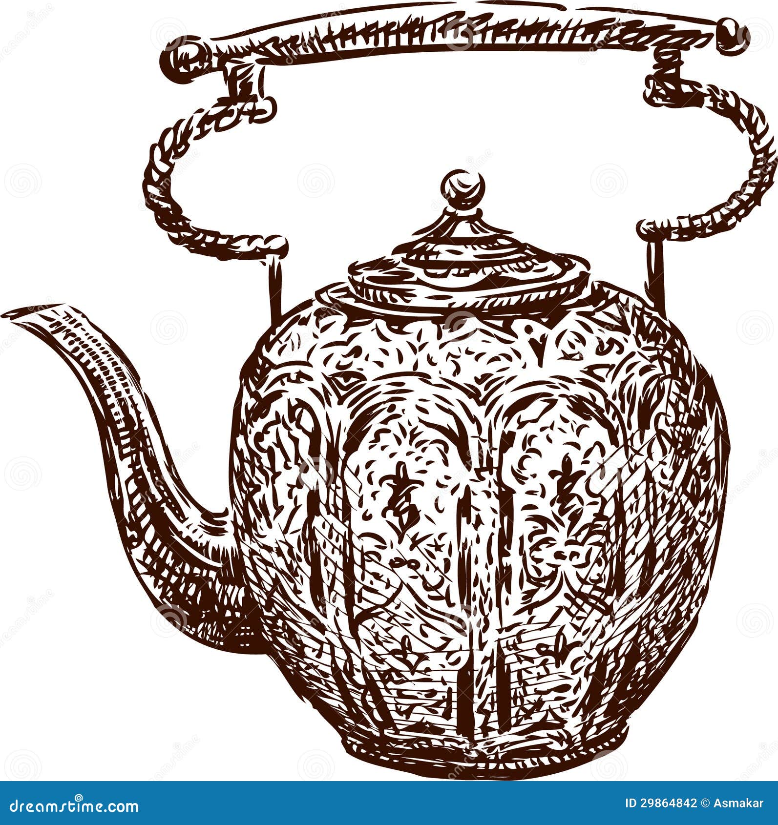 Antique teapot stock vector. Illustration of ageold, pottery - 29864842
