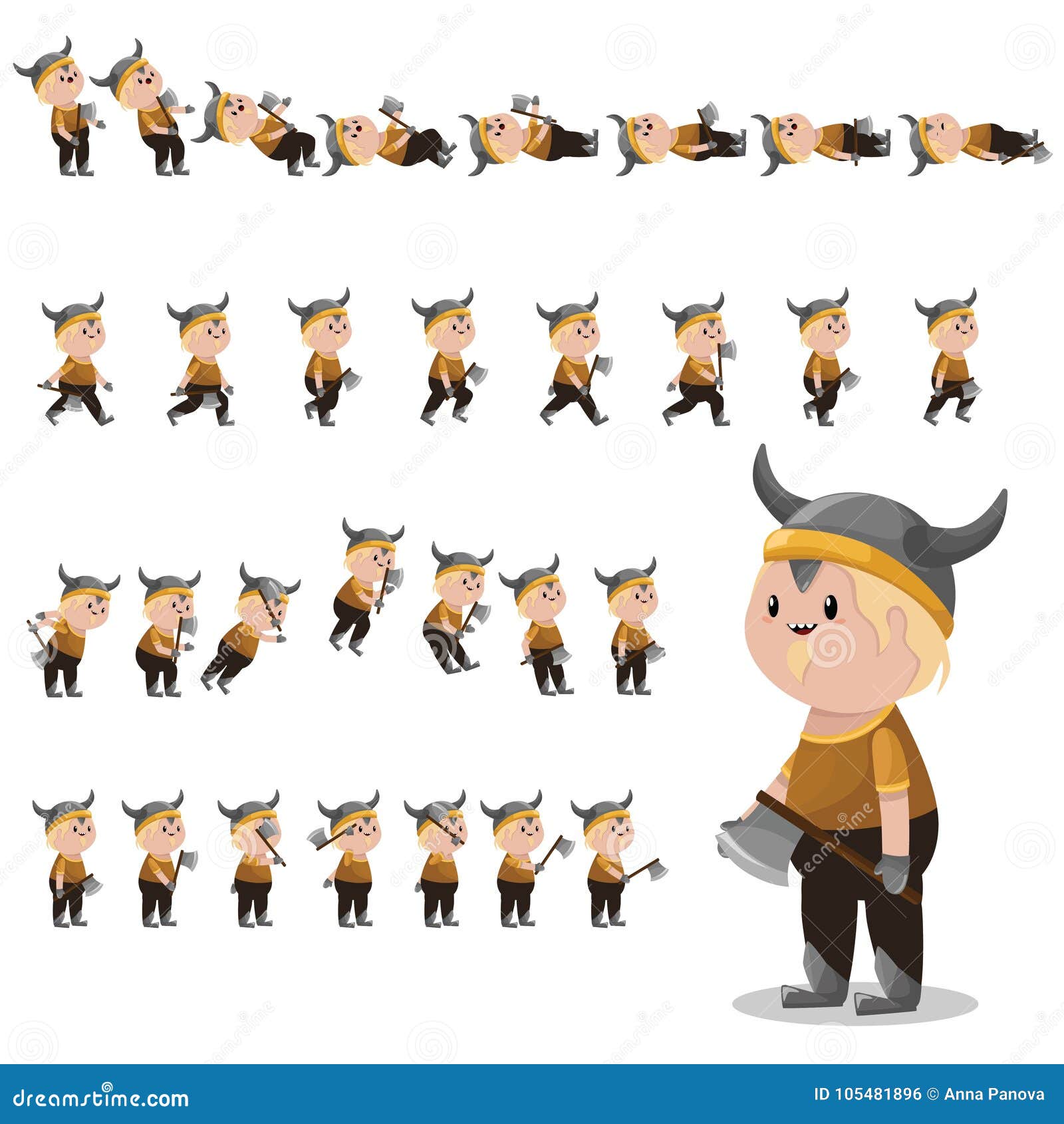 Viking Character Sprites for Games. Stock Vector - Illustration of ...