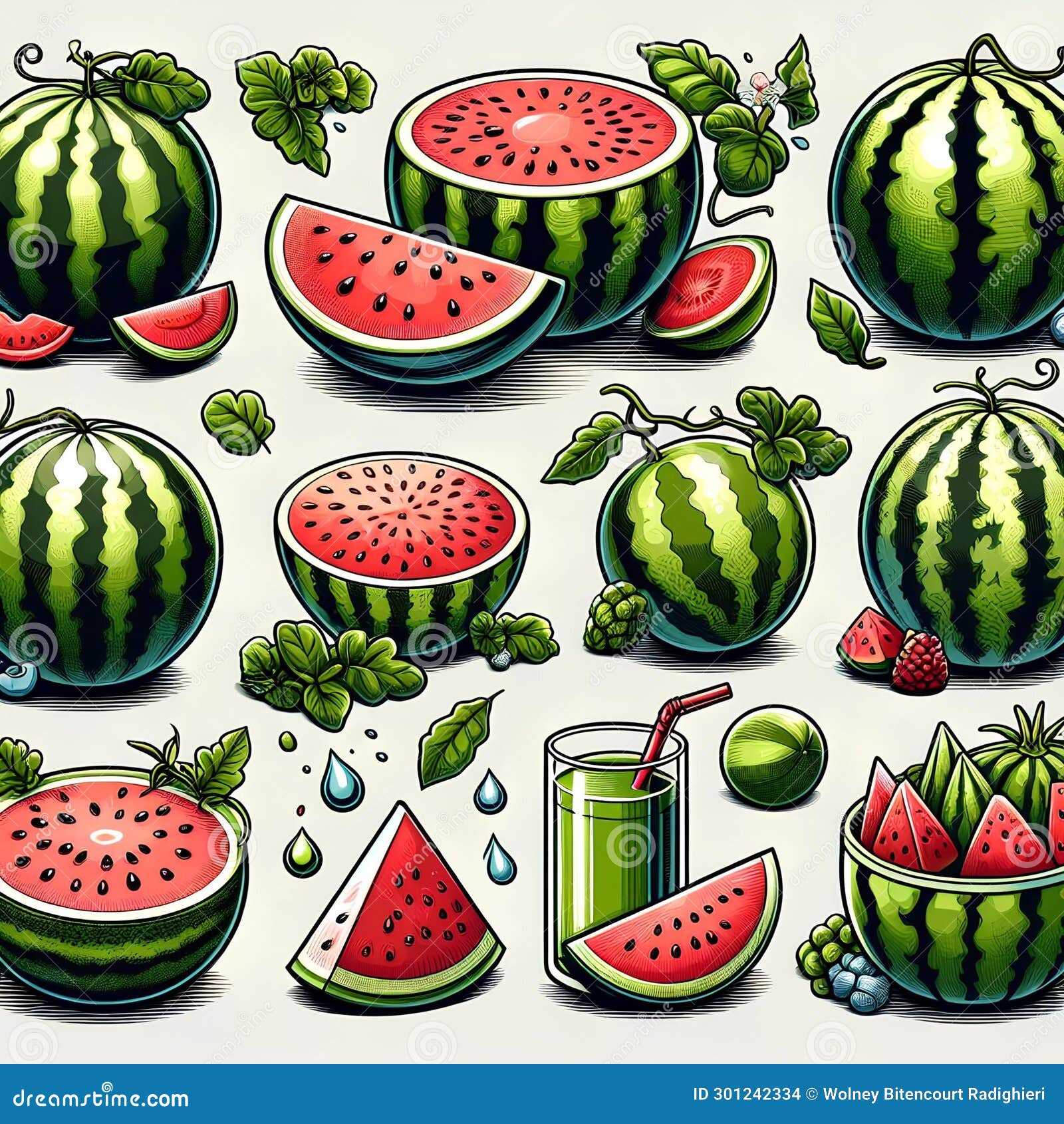 Figure Full of Watermelons Created by AI Stock Illustration ...