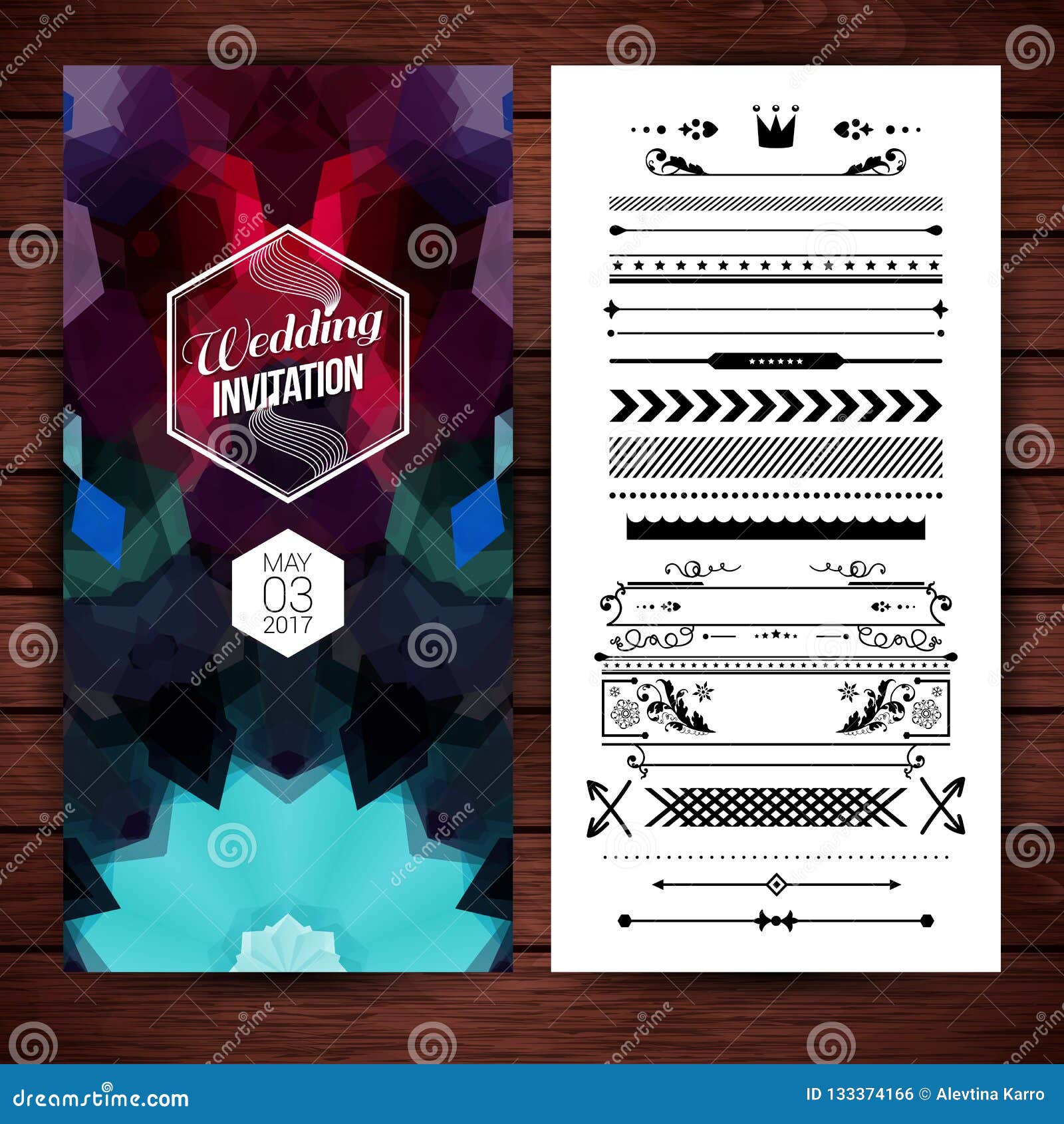 Vector Image of Wedding Invitation with Text and Objects Stock Vector ...