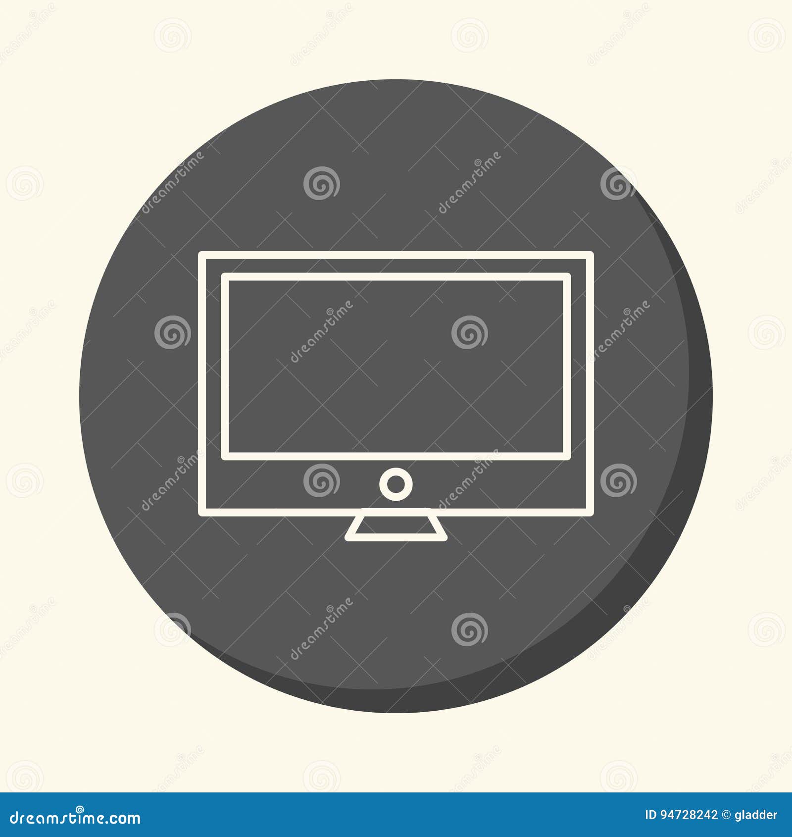 Vector Image of the Wide Computer Monitor, a Round Line Icon with an ...