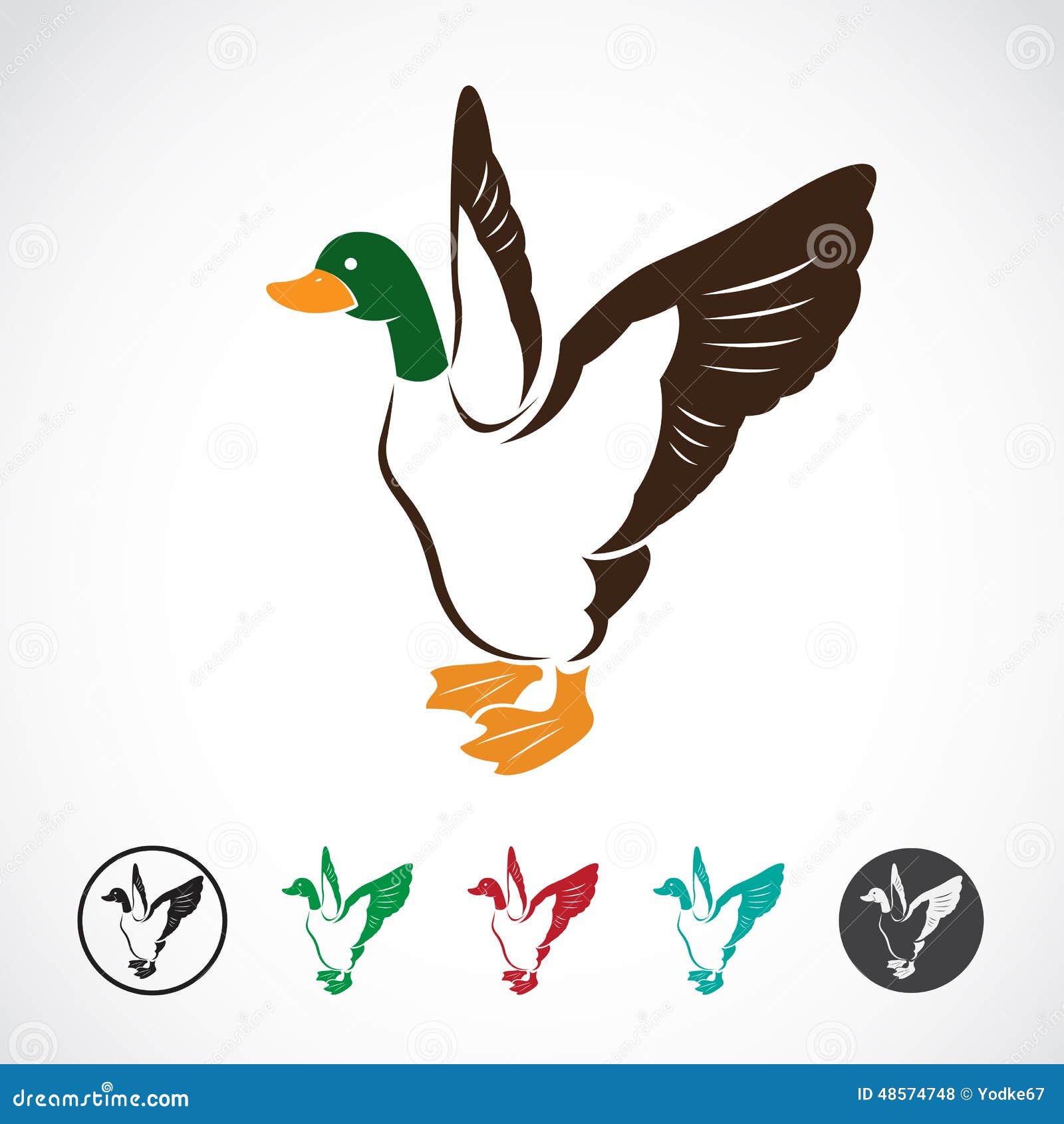 Wild Duck Vector Silhouette Illustration Isolated On White Background ...