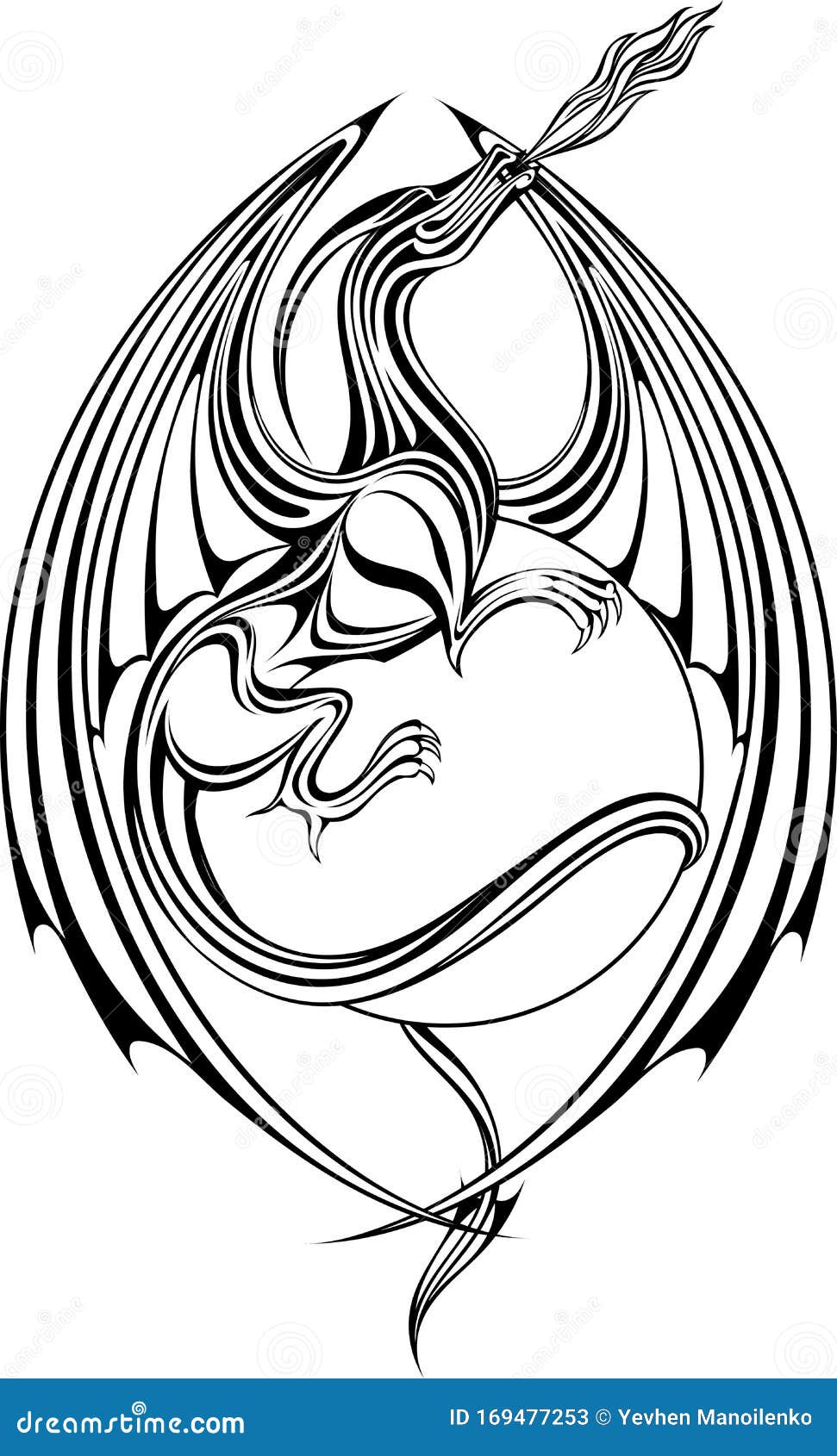 Winged Dragon. Vector Drawing Animal | CartoonDealer.com #225994727