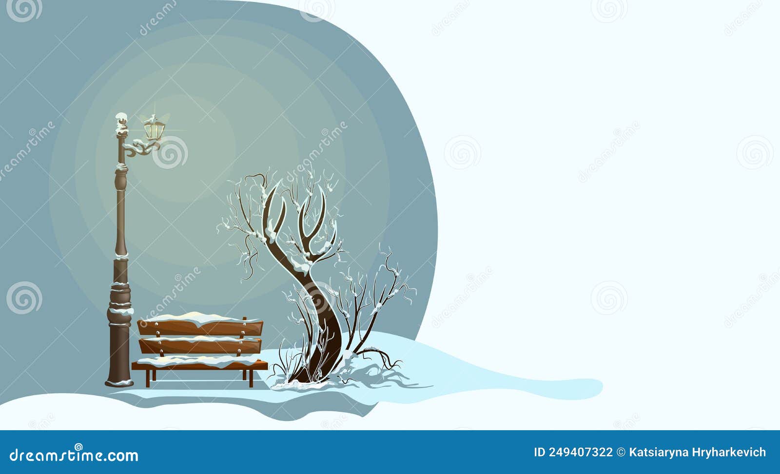 Tree with a Bench Under a Luminous Lantern Stock Vector - Illustration ...