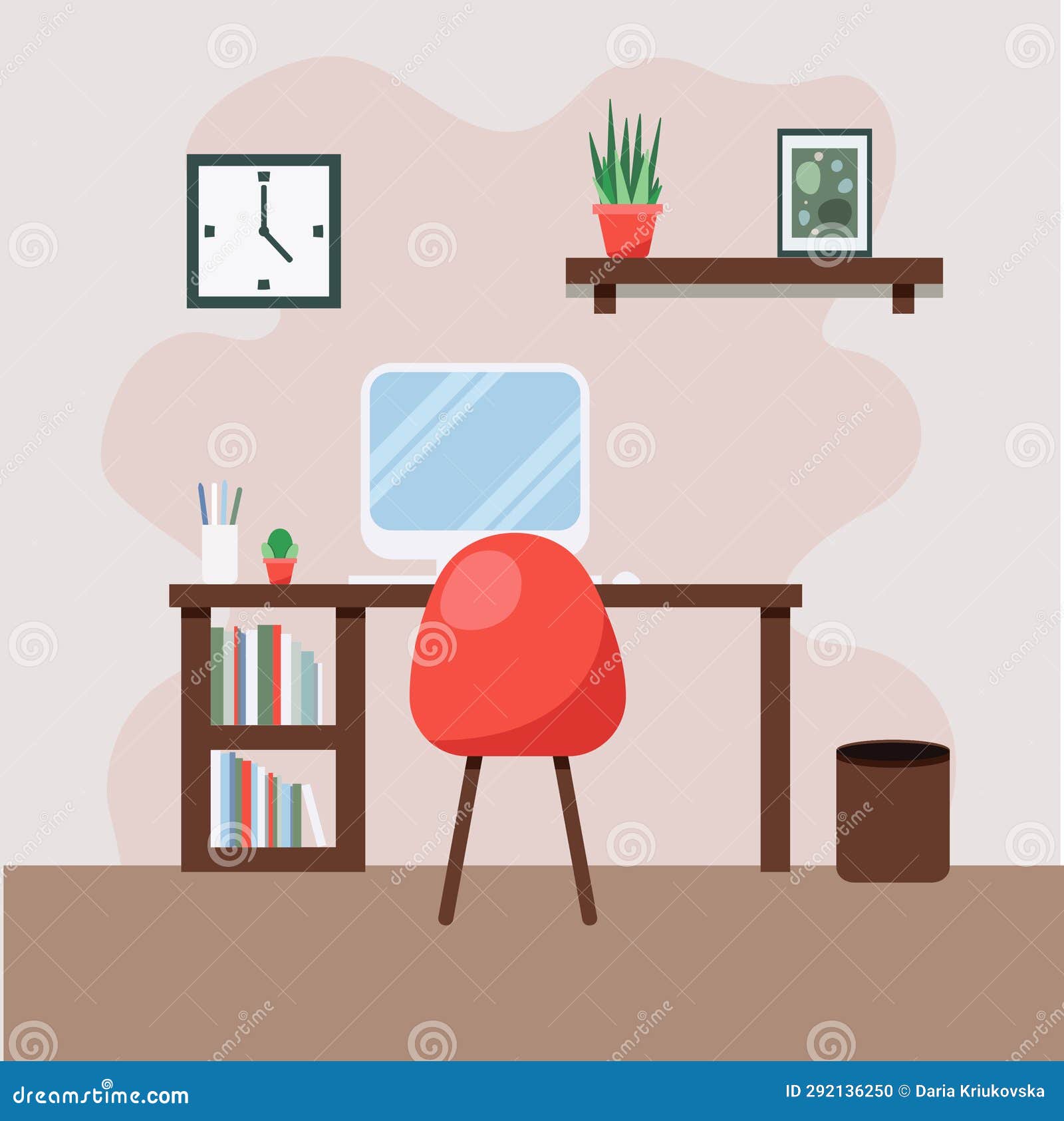 Vector Image of Work Room Interior Design. Stock Vector - Illustration ...