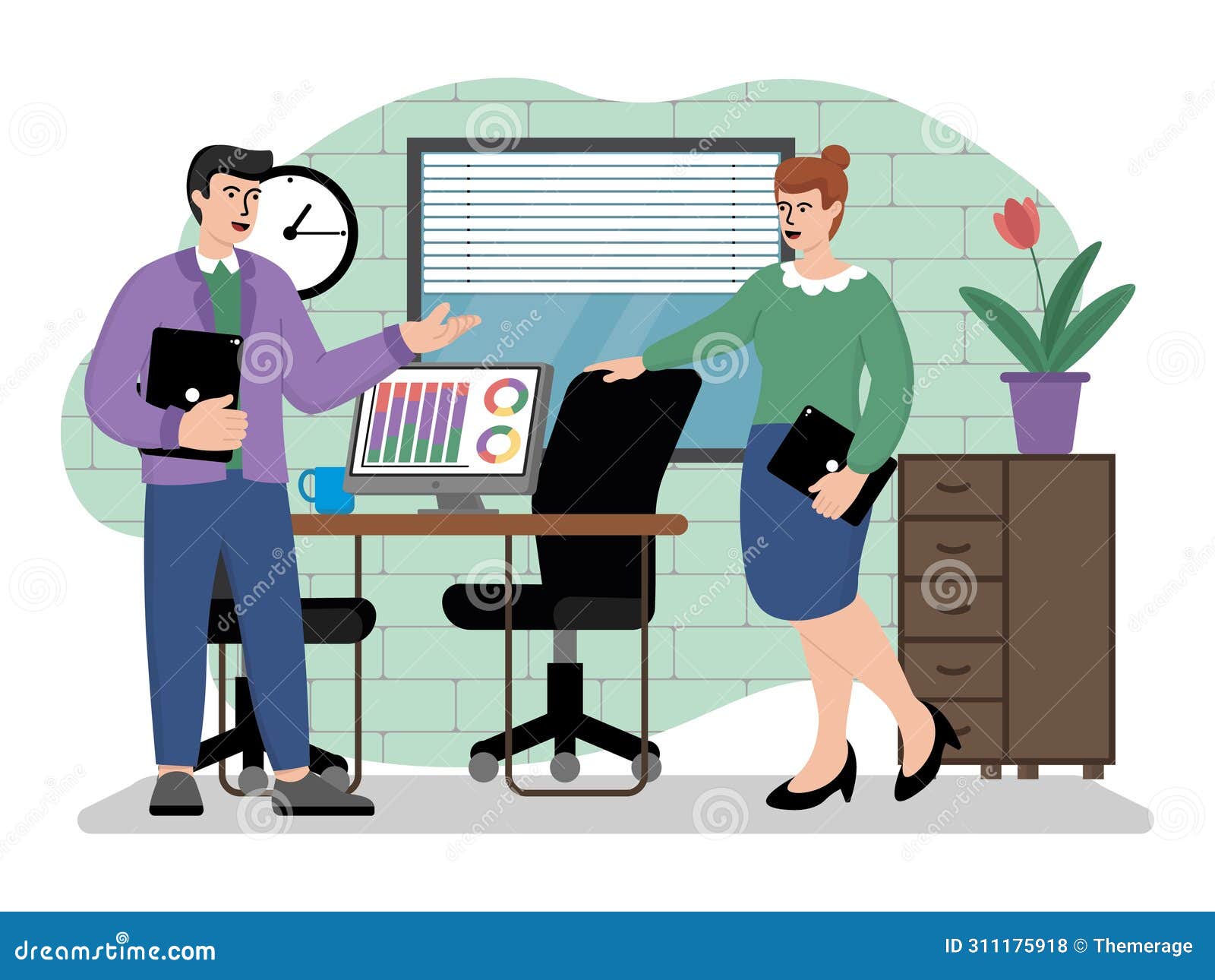 Vector Image of Working Meeting in the Directors Office Stock Vector ...