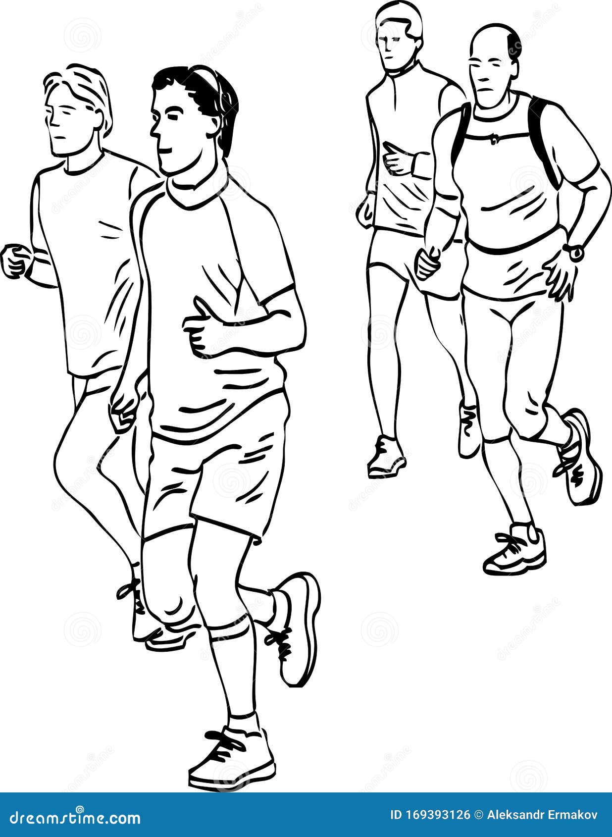 Vector Drawing of Group Running Citizens Stock Vector - Illustration of ...