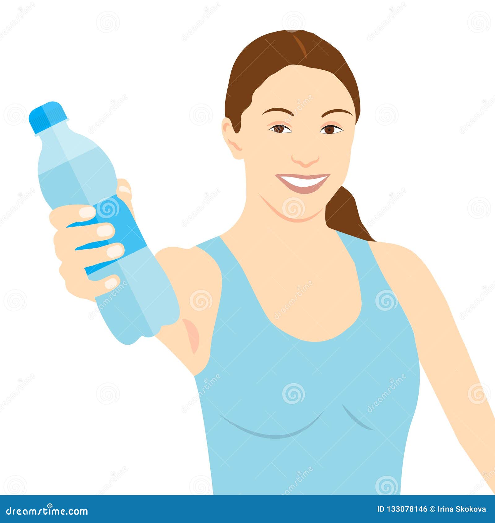 Vector Image of a Young Woman Giving a Bottle of Pure Water Stock ...