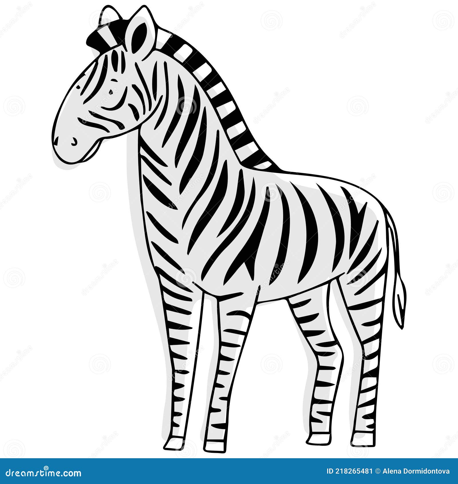 Vector Image with Zebra in Doodle Style. Zebra for Coloring Stock ...