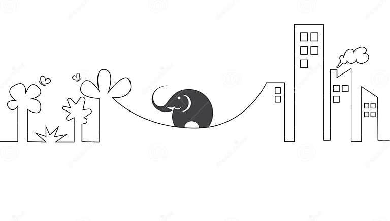 Vector Images of Elephants on a Rope. Stock Vector - Illustration of ...