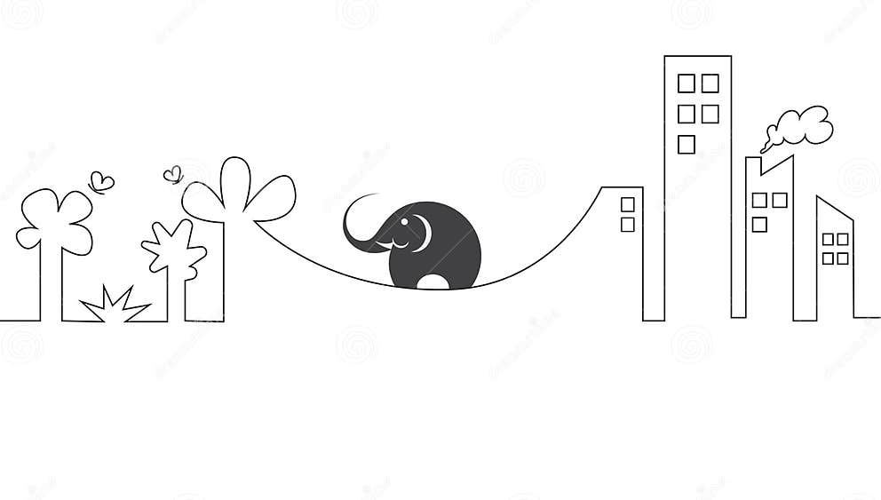 Vector Images of Elephants on a Rope. Stock Vector - Illustration of ...