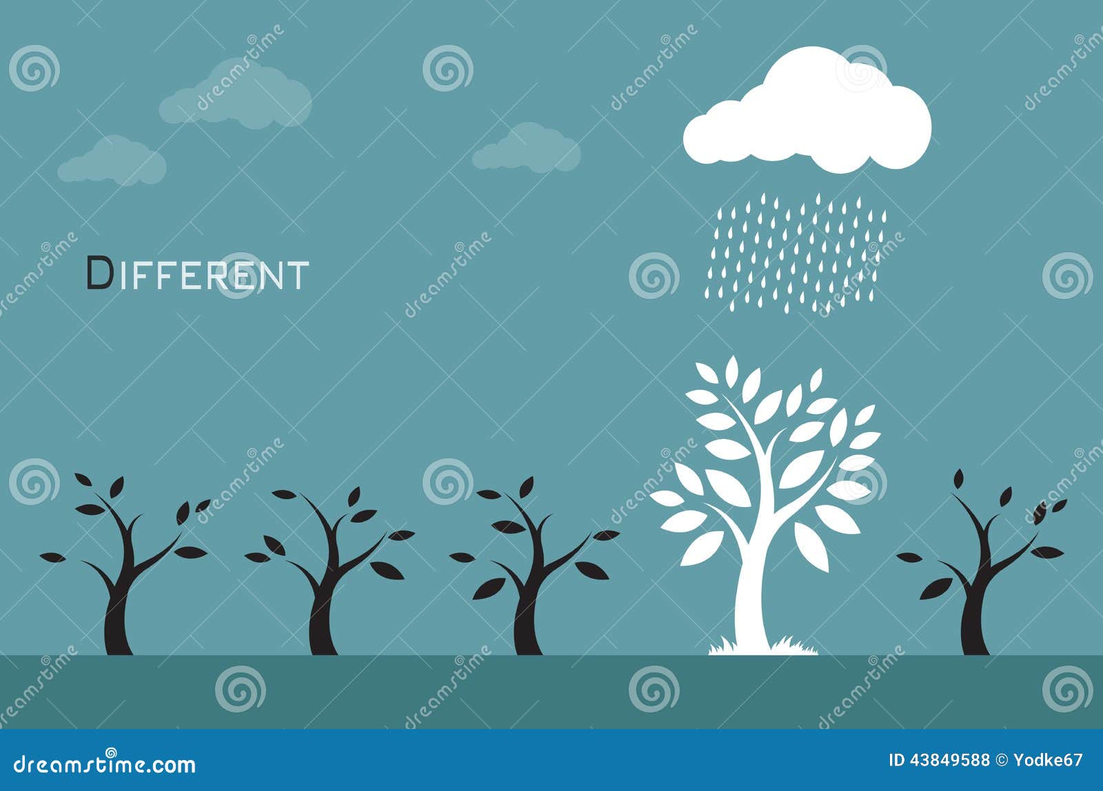 Vector Images of Trees, Clouds and Rain. Stock Vector - Illustration of ...
