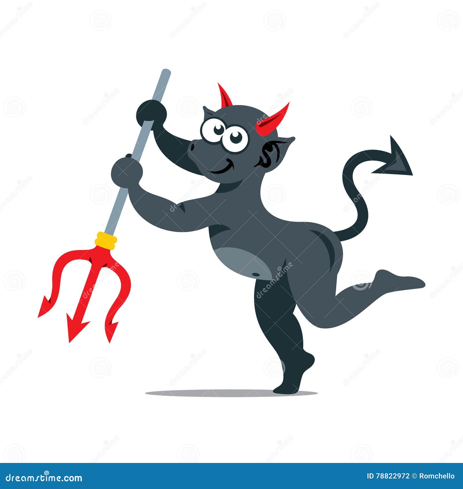 Vector Imp with Trident Cartoon Illustration. Stock Vector ...