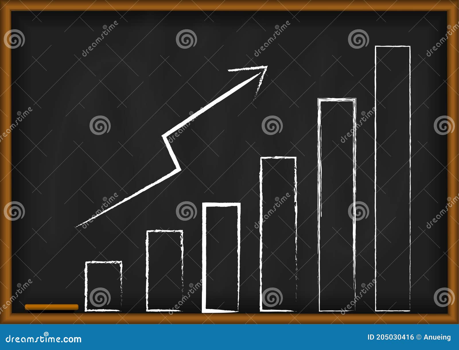 Vector : Increase Business Bar Graph with Arrow on Blackboard Stock ...