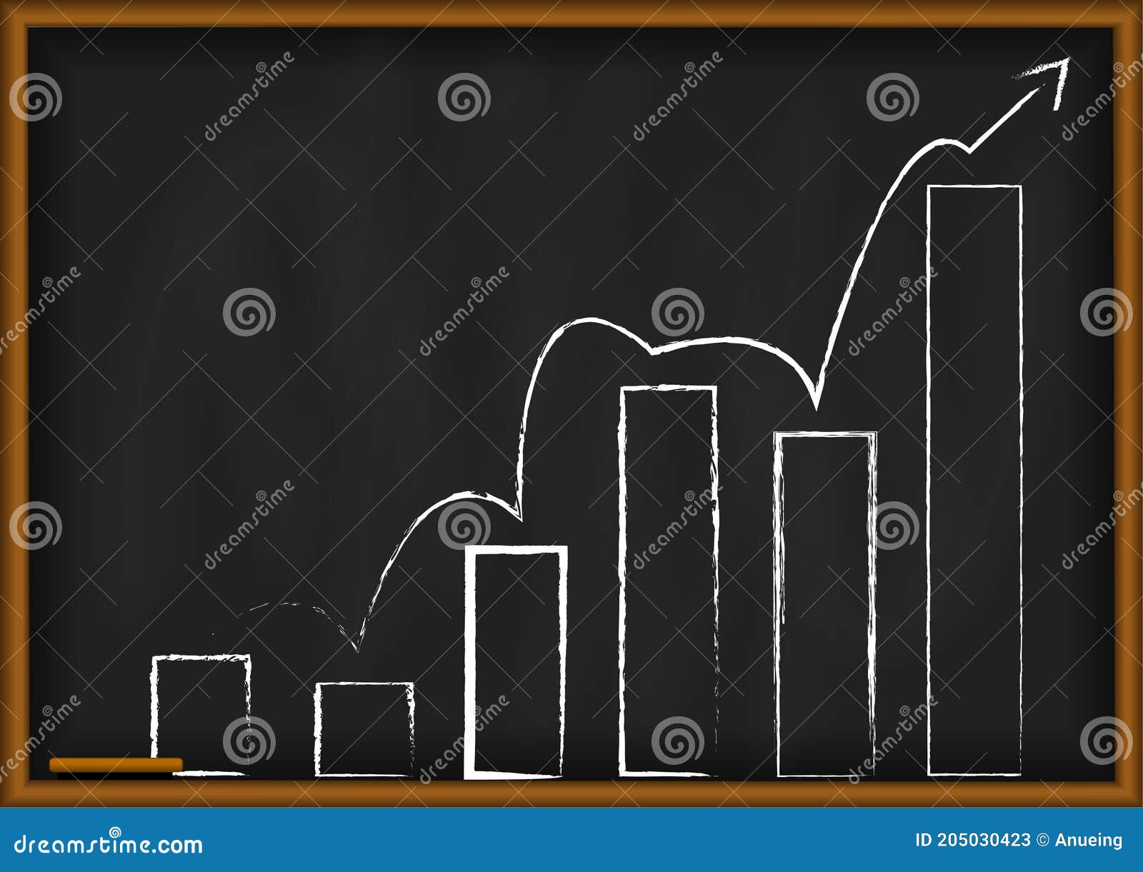 Vector : Increase Business Bar Graph with Arrow on Blackboard Stock Vector - Illustration of ...