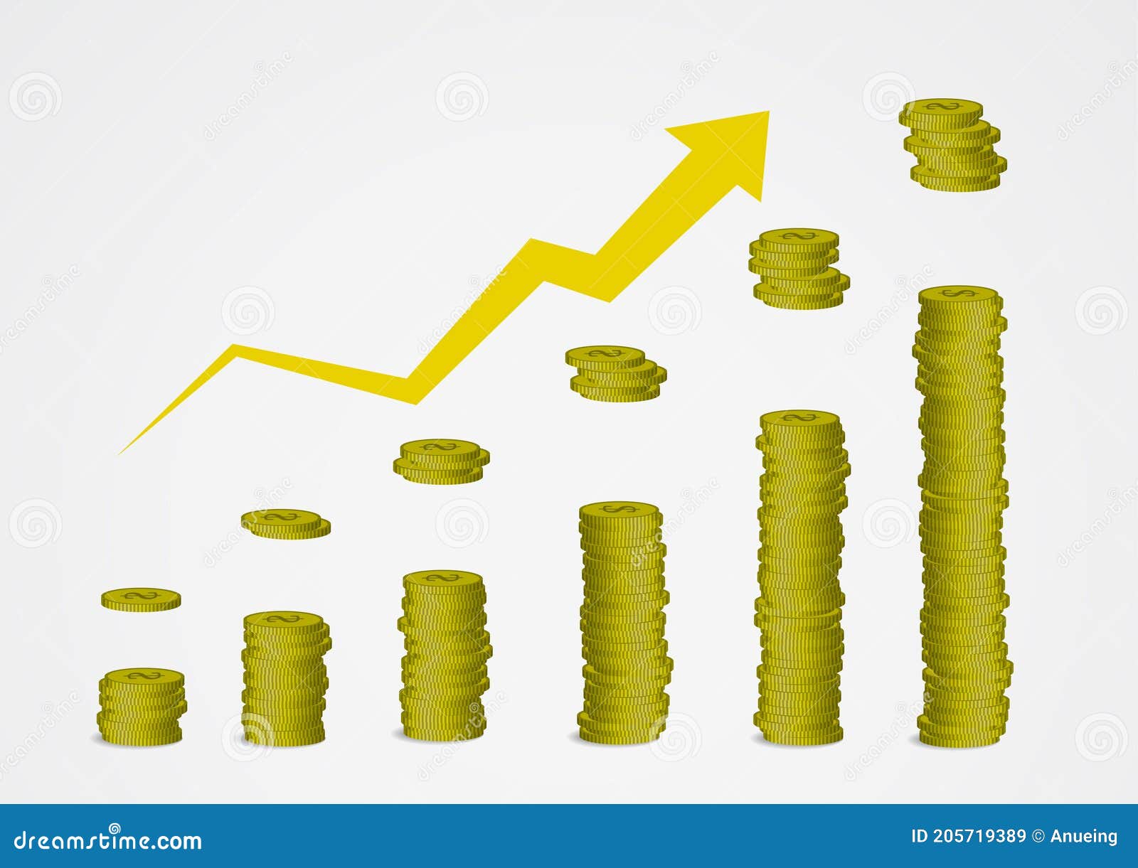 Vector : Increase Piles of Coins on White Background Stock Vector ...