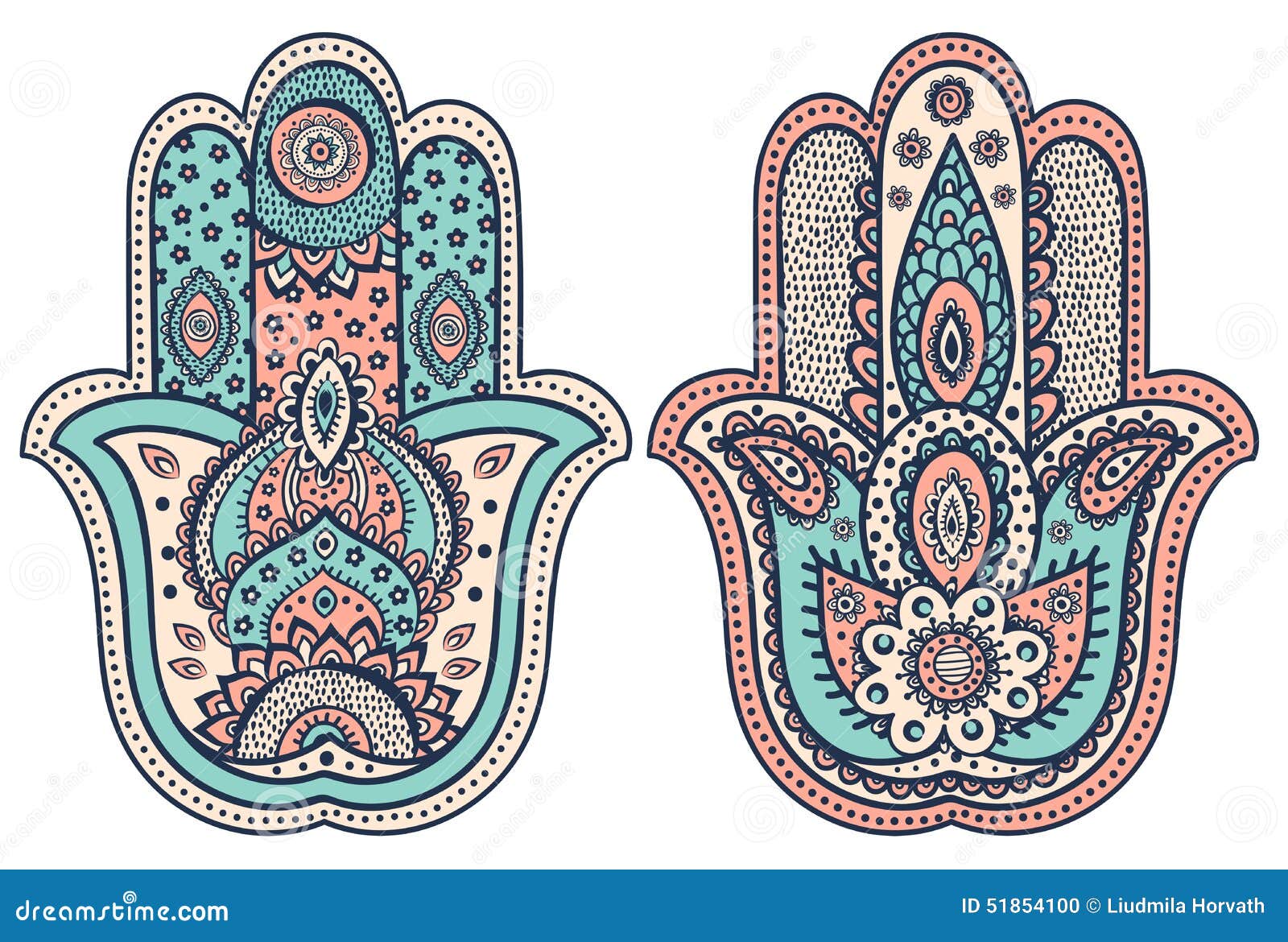 Vector Indian Hand Drawn Hamsa with Ornaments Stock Vector ...
