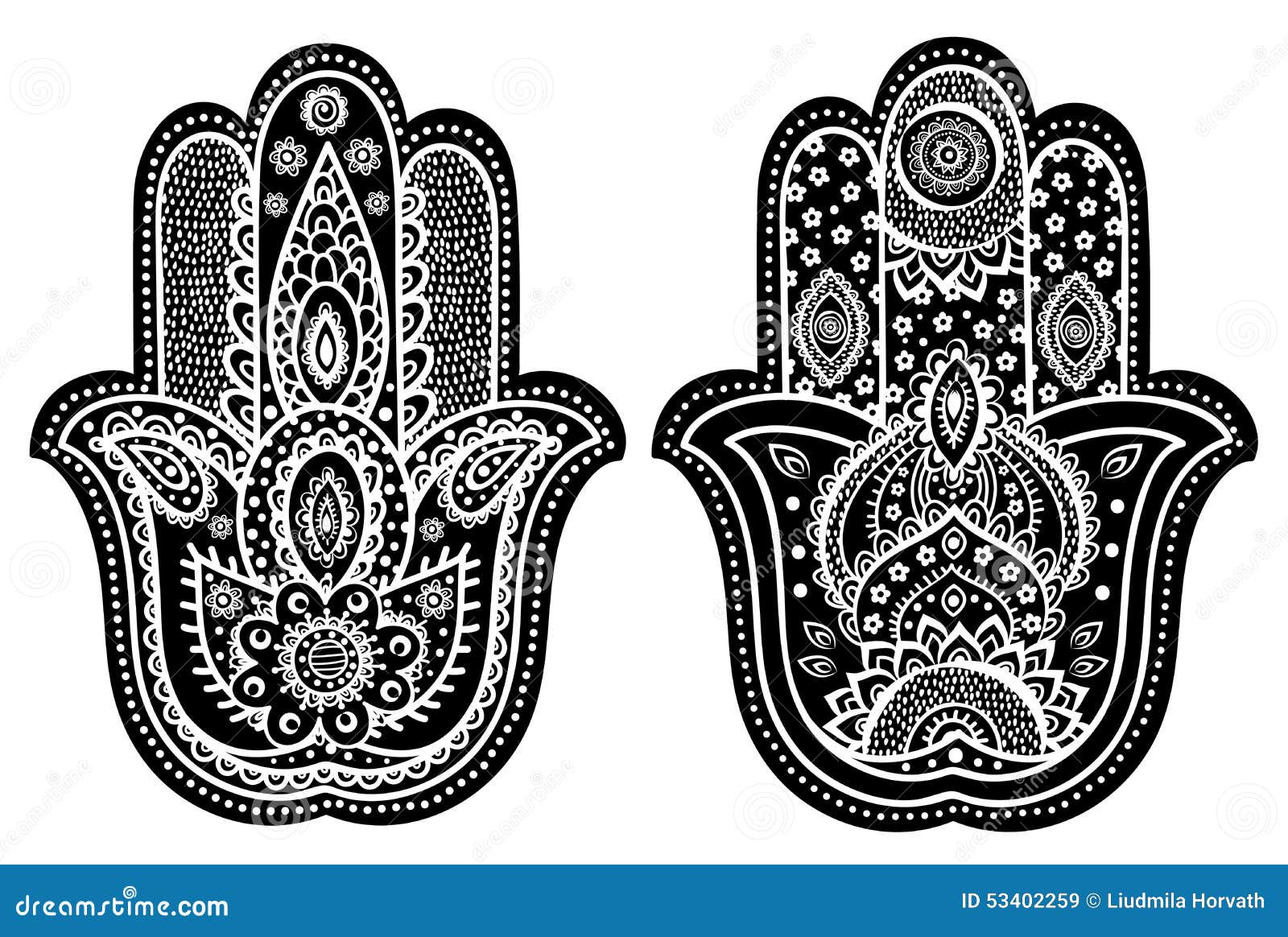 Vector Indian Hand Drawn Hamsa with Ornaments Stock Vector ...