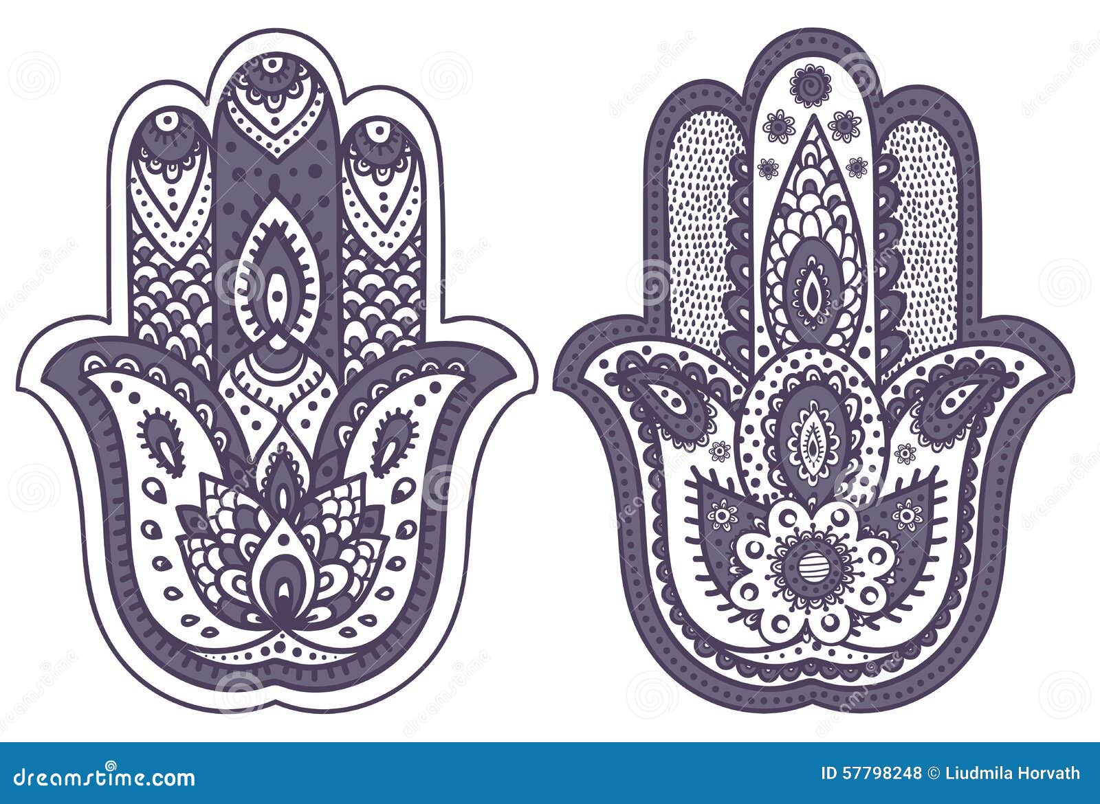 Vector Indian Hand Drawn Hamsa with Ornaments Stock Vector ...