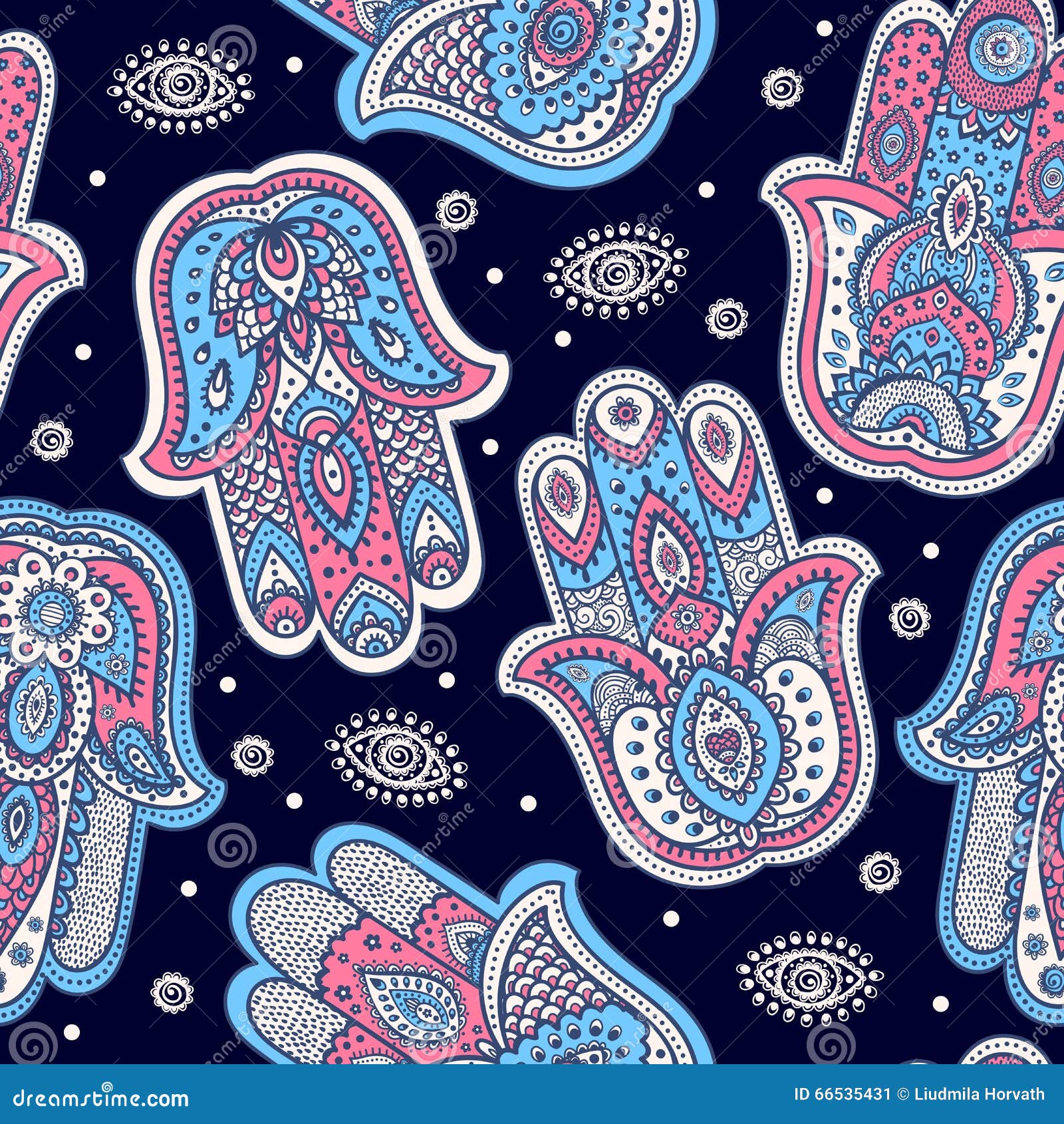 Vector Indian Hand Drawn Hamsa Seamless Pattern Stock Vector ...