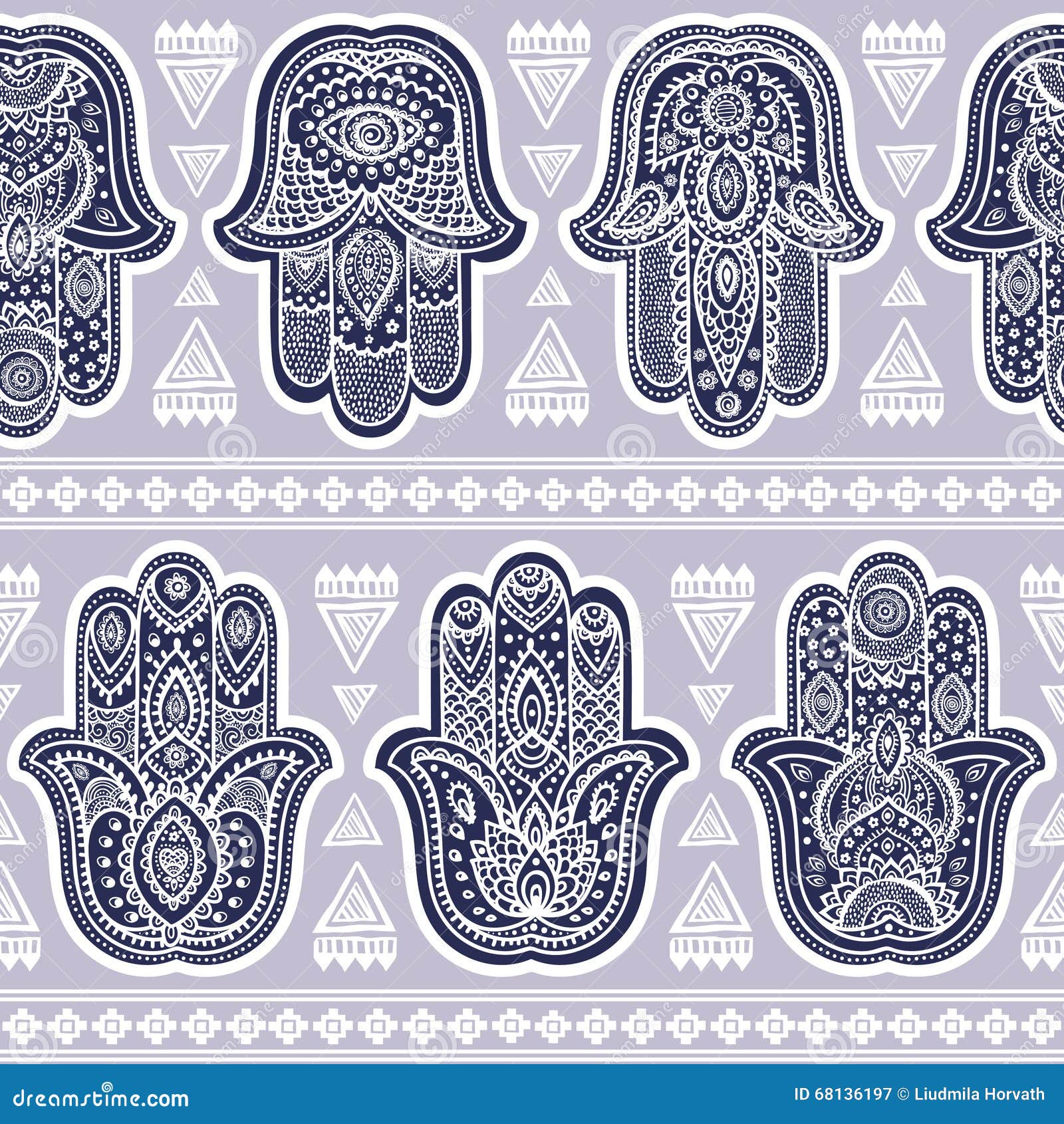 Vector Indian Hand Drawn Hamsa Seamless Pattern Stock Vector ...