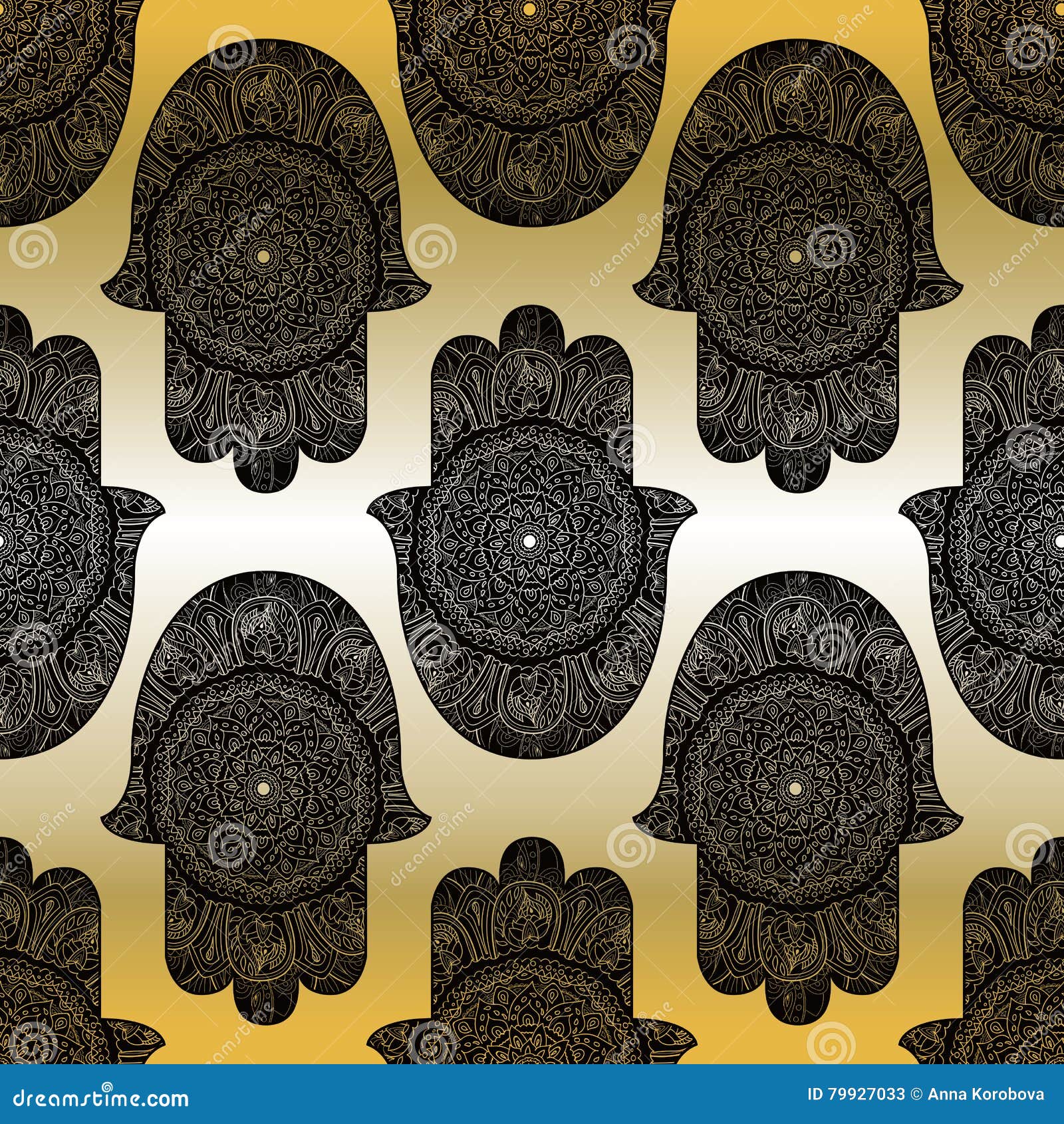 Vector Indian Hand Drawn Hamsa Symbol Seamless Pattern Stock ...