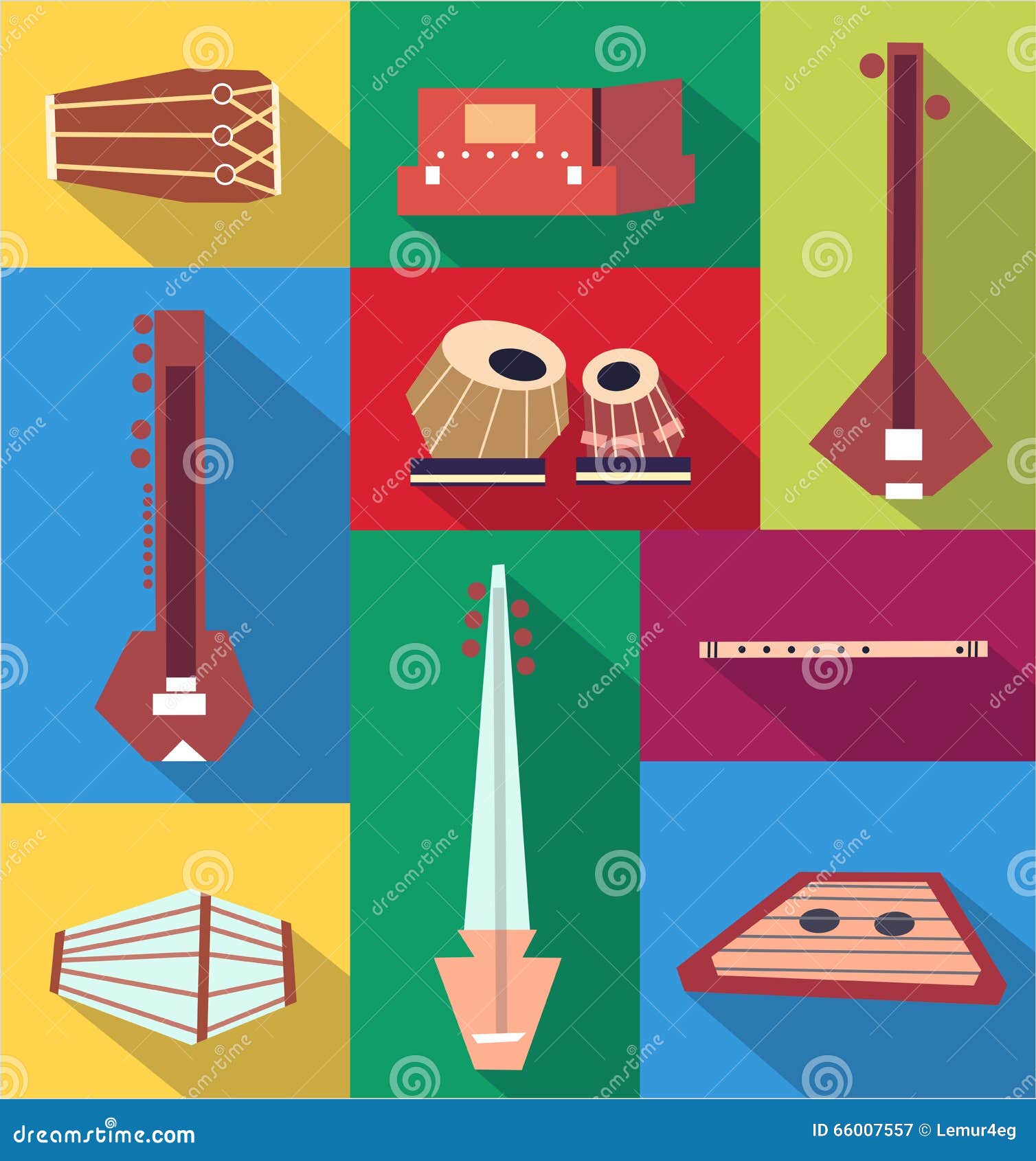 Indian Instruments Cartoon Vector | CartoonDealer.com #47137543