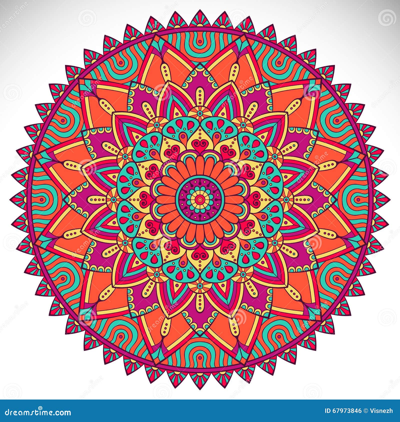 Vector indian Mandala stock vector. Illustration of henna - 67973846