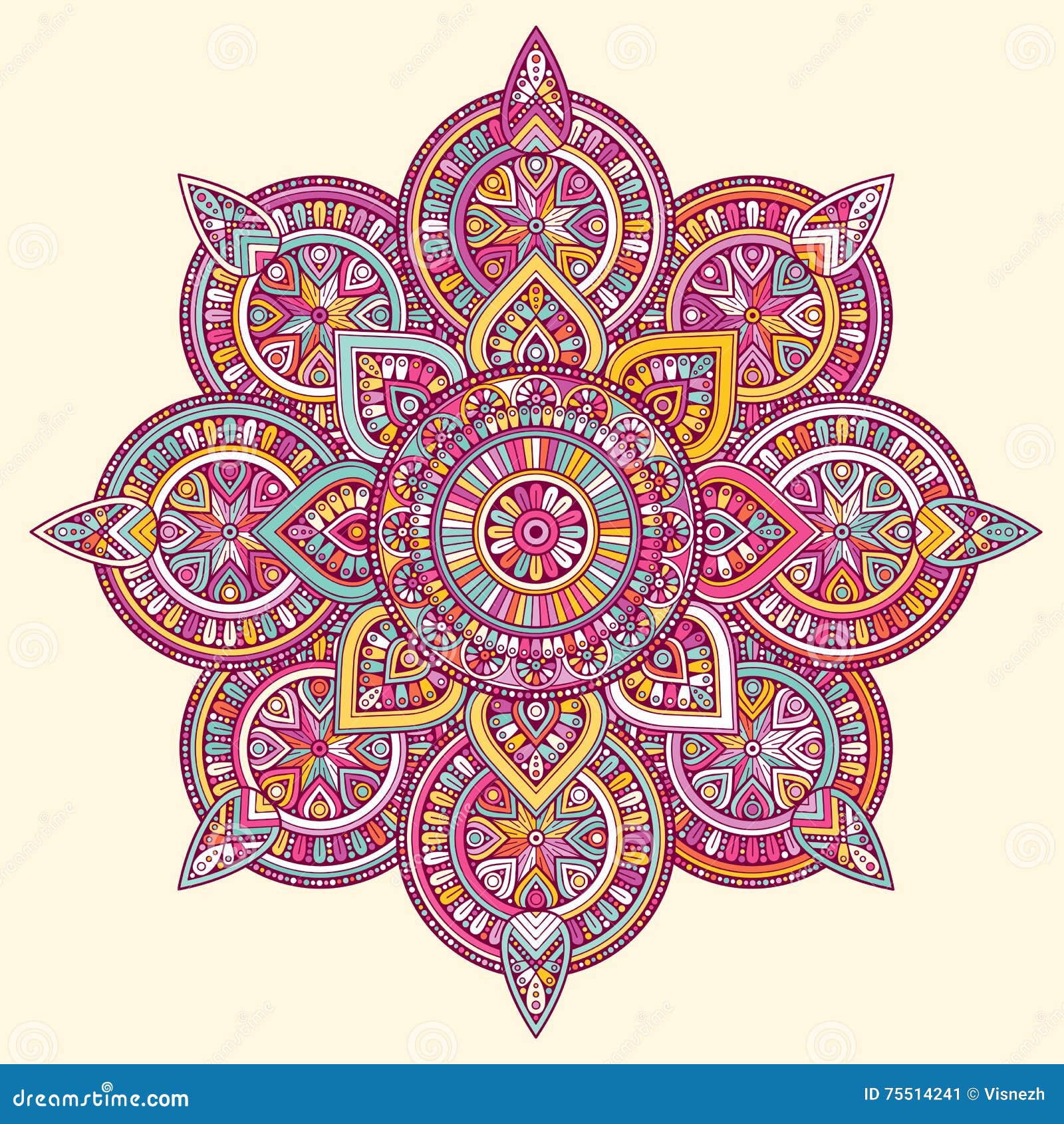 Vector indian Mandala stock vector. Illustration of islam - 75514241