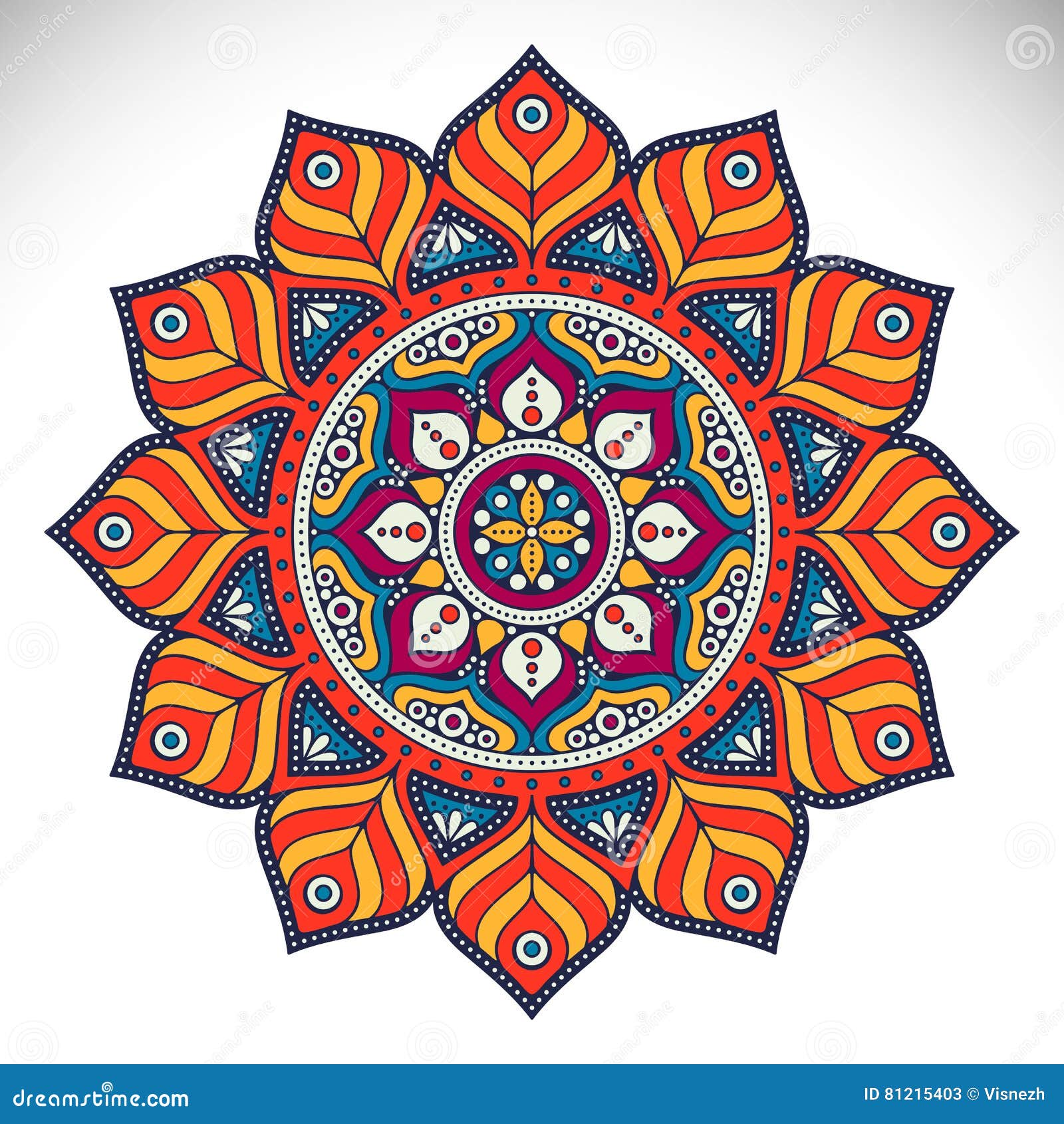 Vector indian Mandala stock vector. Illustration of abstraction - 81215403