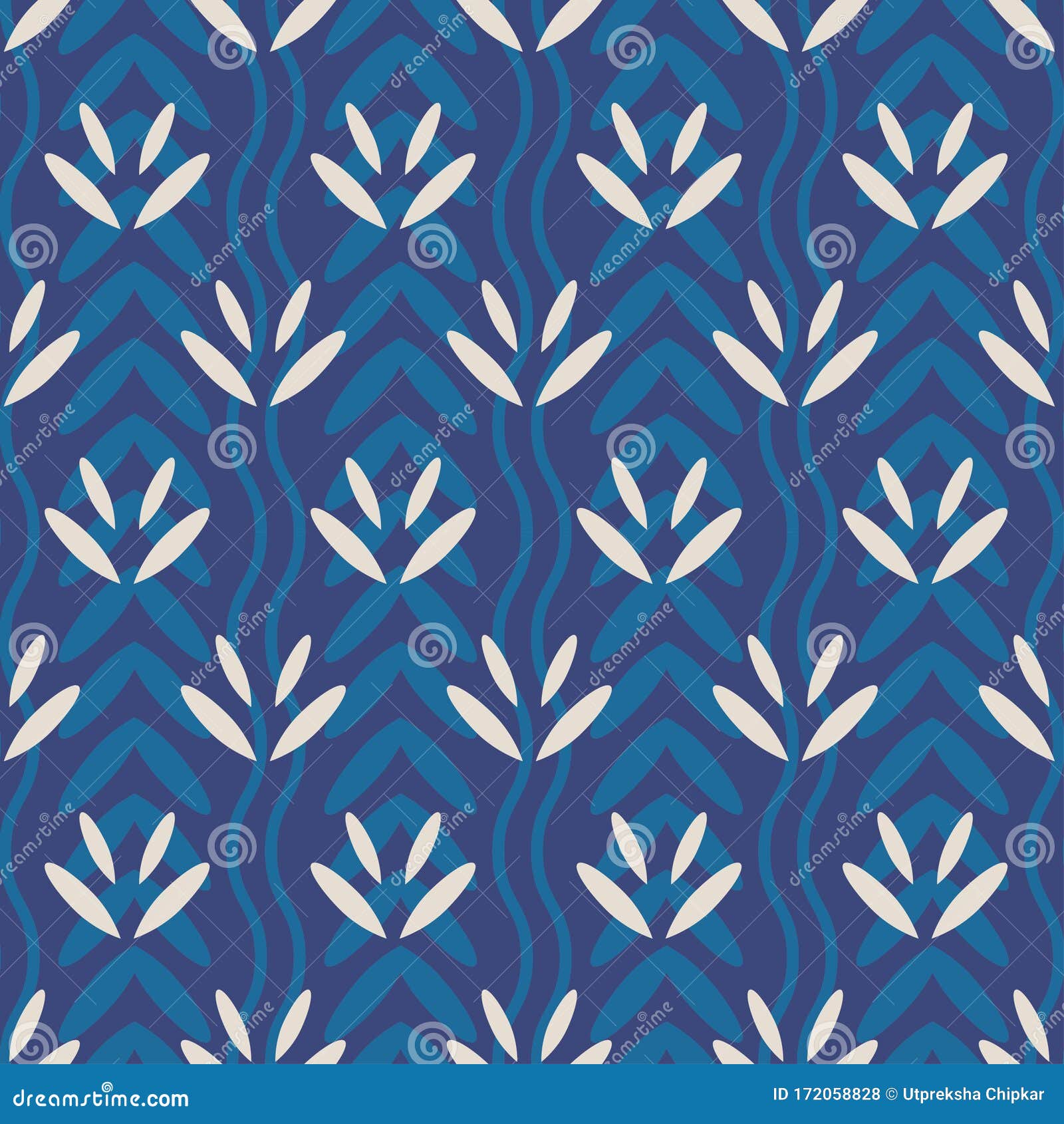 Vector Indigo Dabu Print Seamless Pattern Stock Vector - Illustration ...