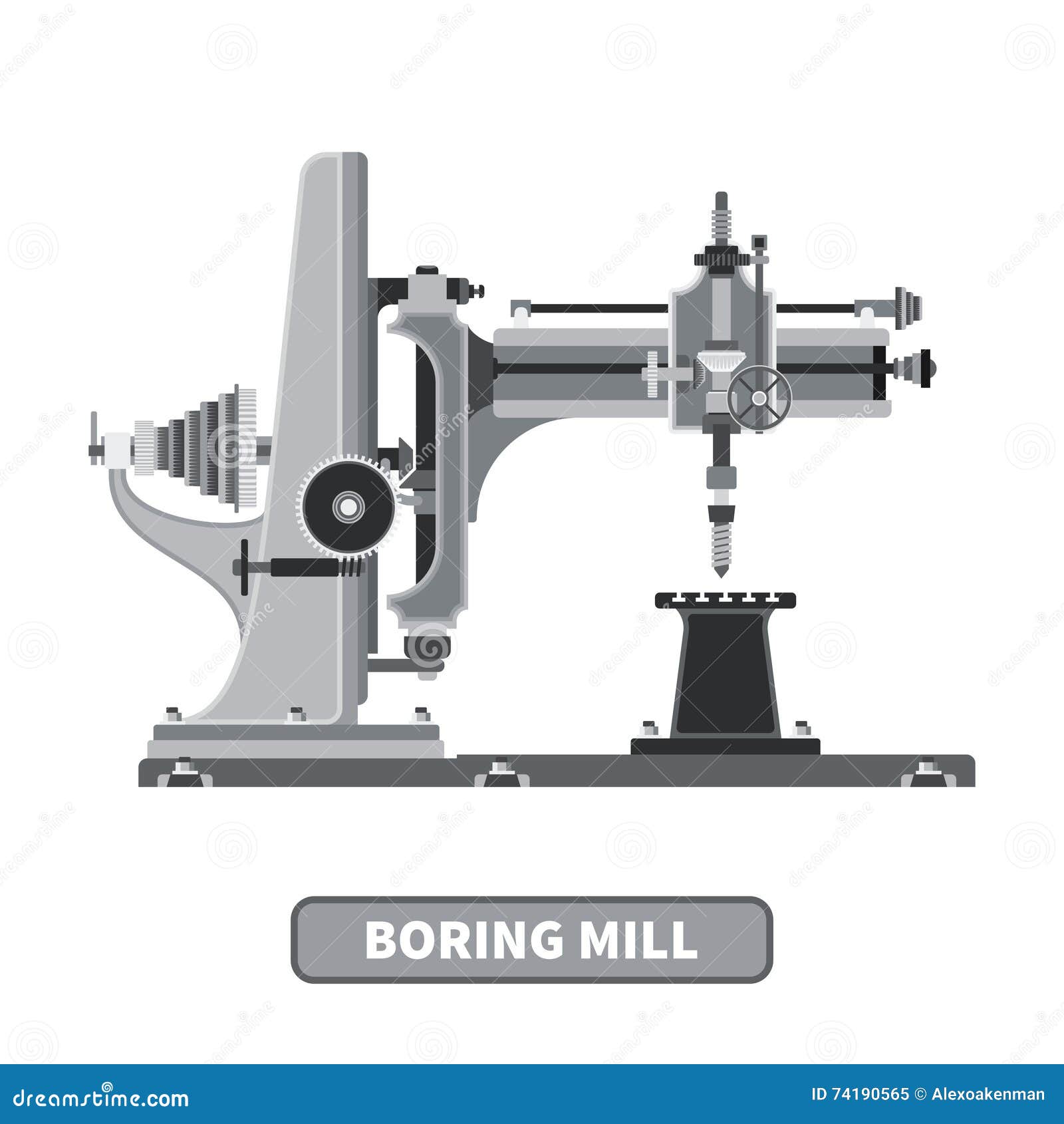 Vector Industrial Boring Mill in Flat Style Stock Vector - Illustration ...