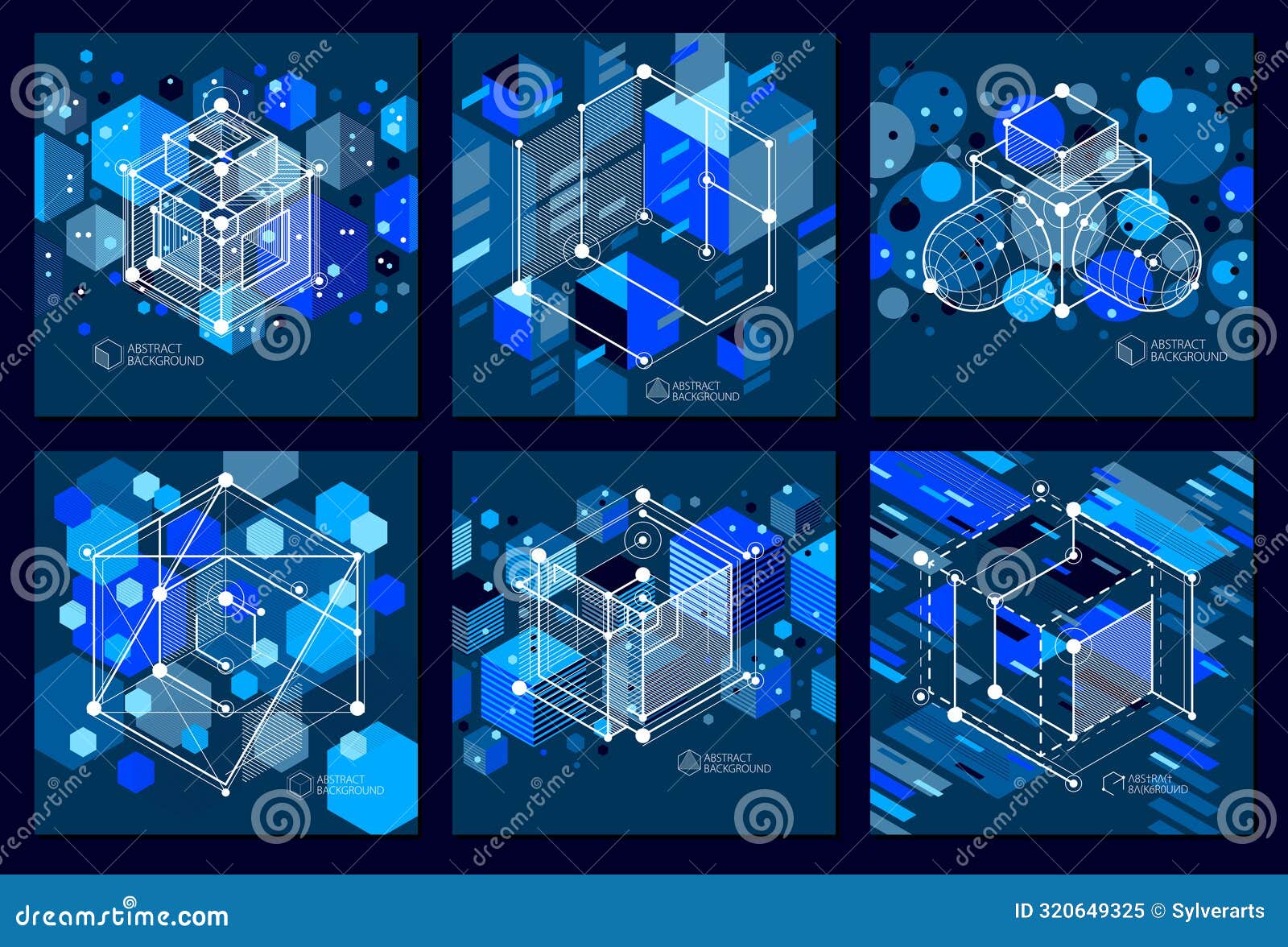 Vector Industrial and Engineering Blue Black Backgrounds Set, Future ...