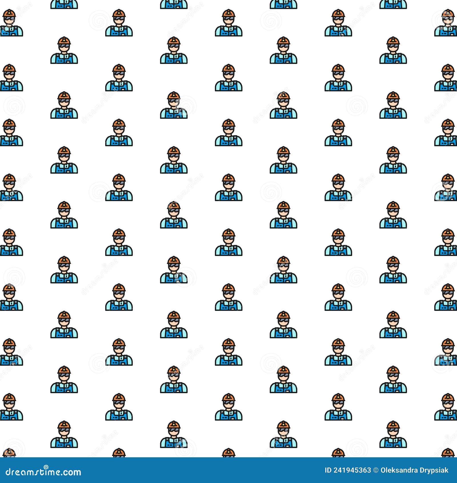 Vector Industrial Worker, Engineer, Builder, Miner Pattern with Various ...