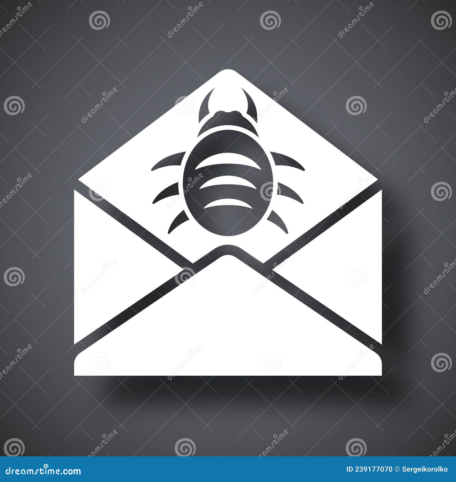 Vector infected email icon stock vector. Illustration of safety - 239177070