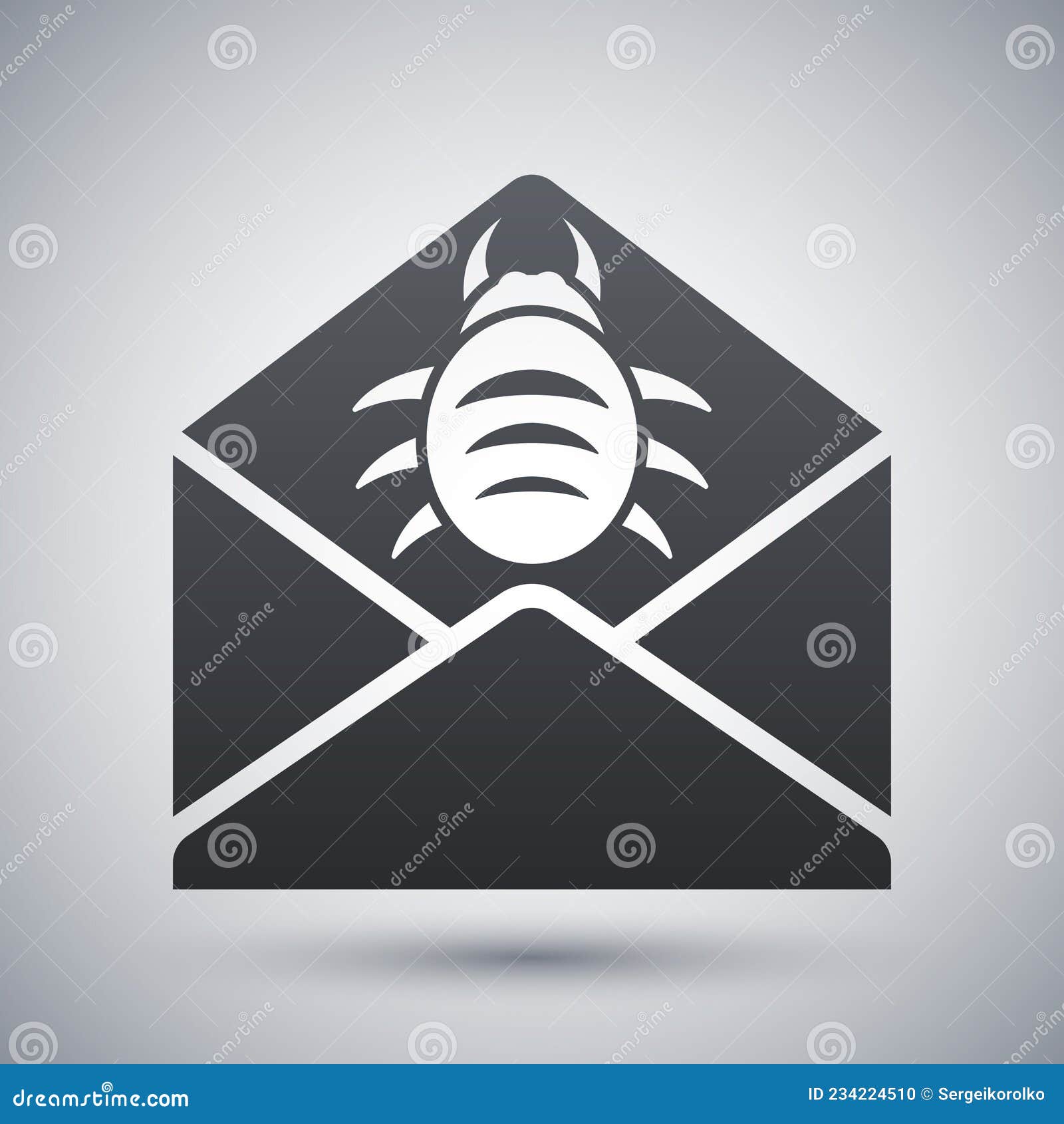 Vector infected email icon stock vector. Illustration of cybercrime ...