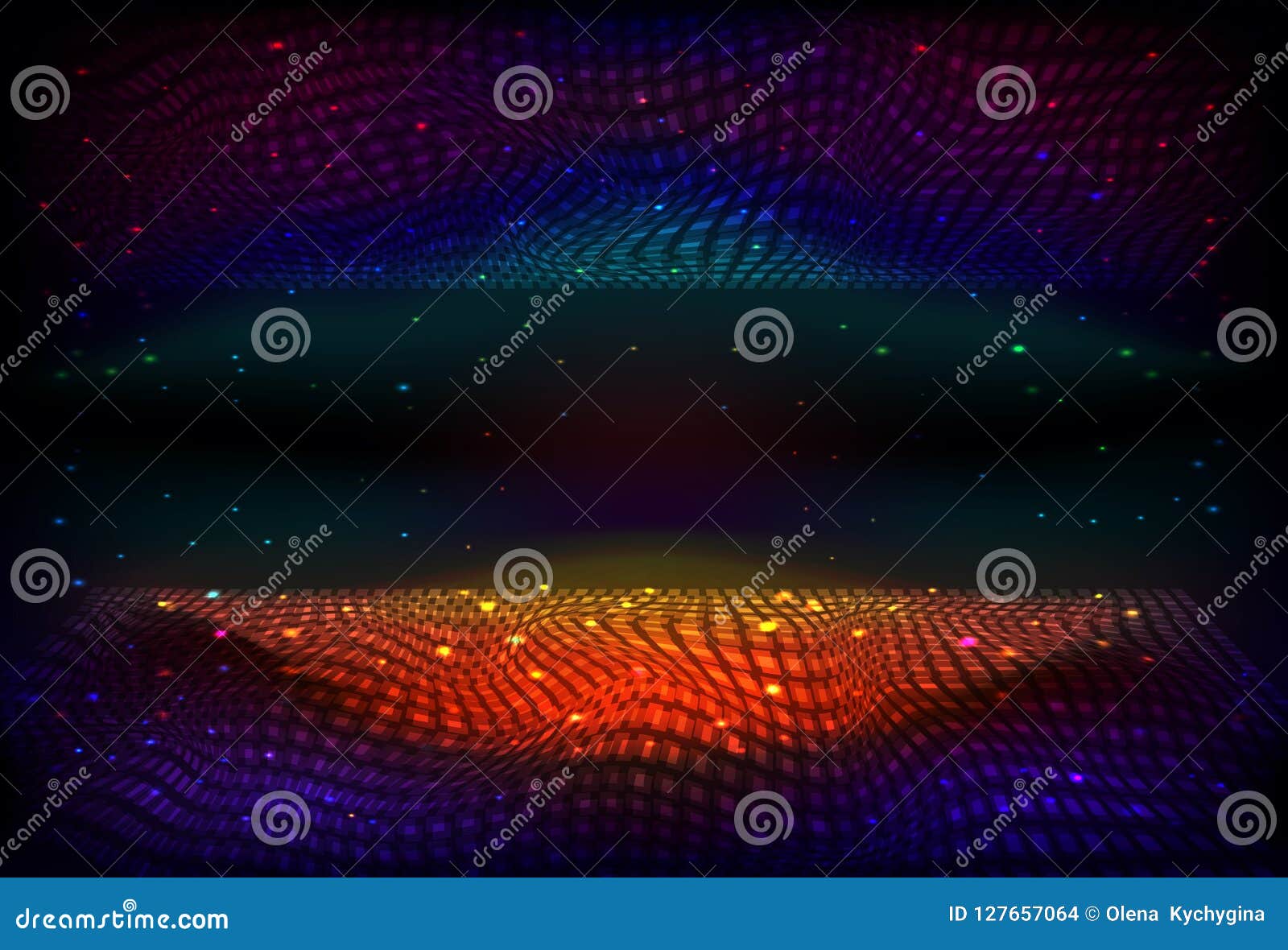 Vector Infinite Space Background. Matrix of Glowing Stars with Illusion ...