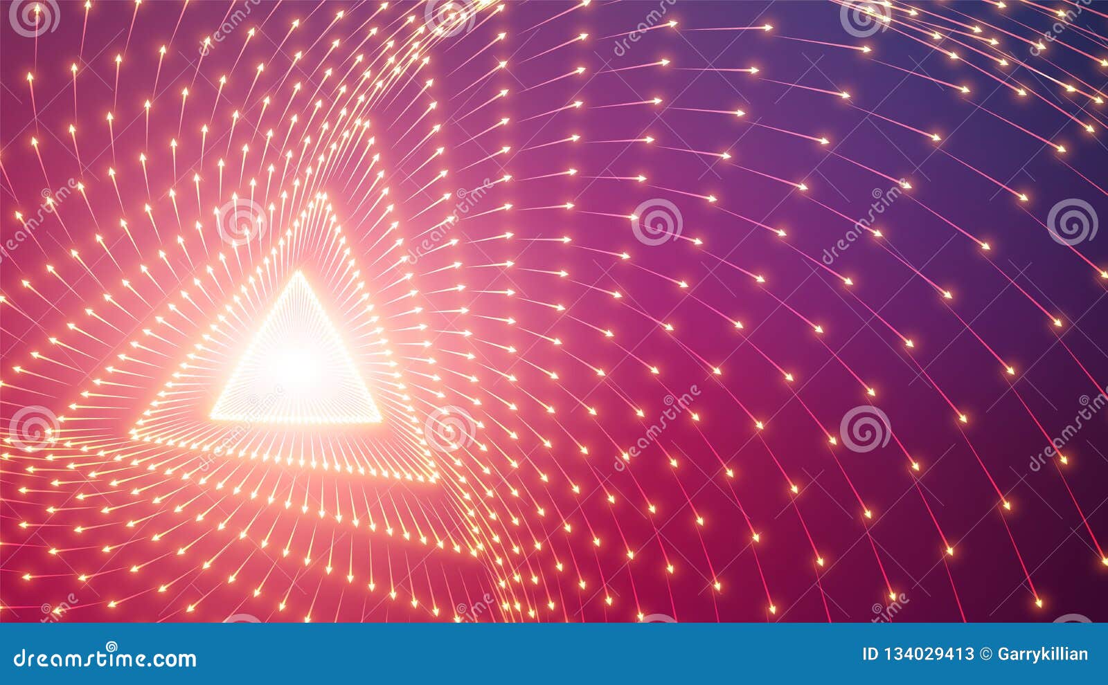 Vector Infinite Triangular Tunnel of Arrows. Glowing Arrows Form Tunnel ...
