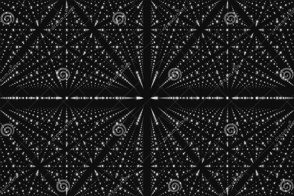 Vector Infinity Data Matrix Visualization. Grayscale Big Data Structure ...