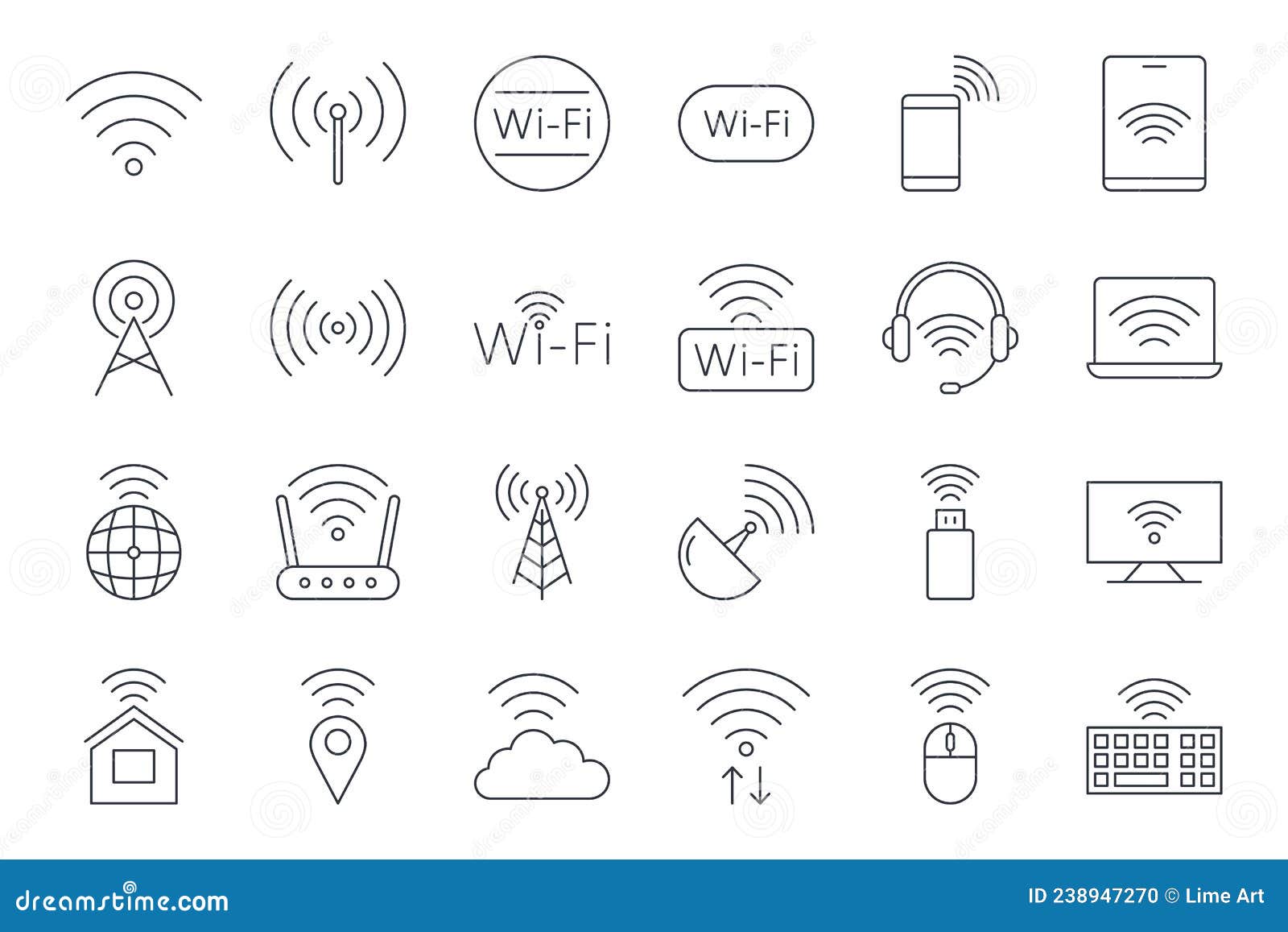 Vector Infinity Icons. Editable Stroke. Wi-Fi Internet Connection ...